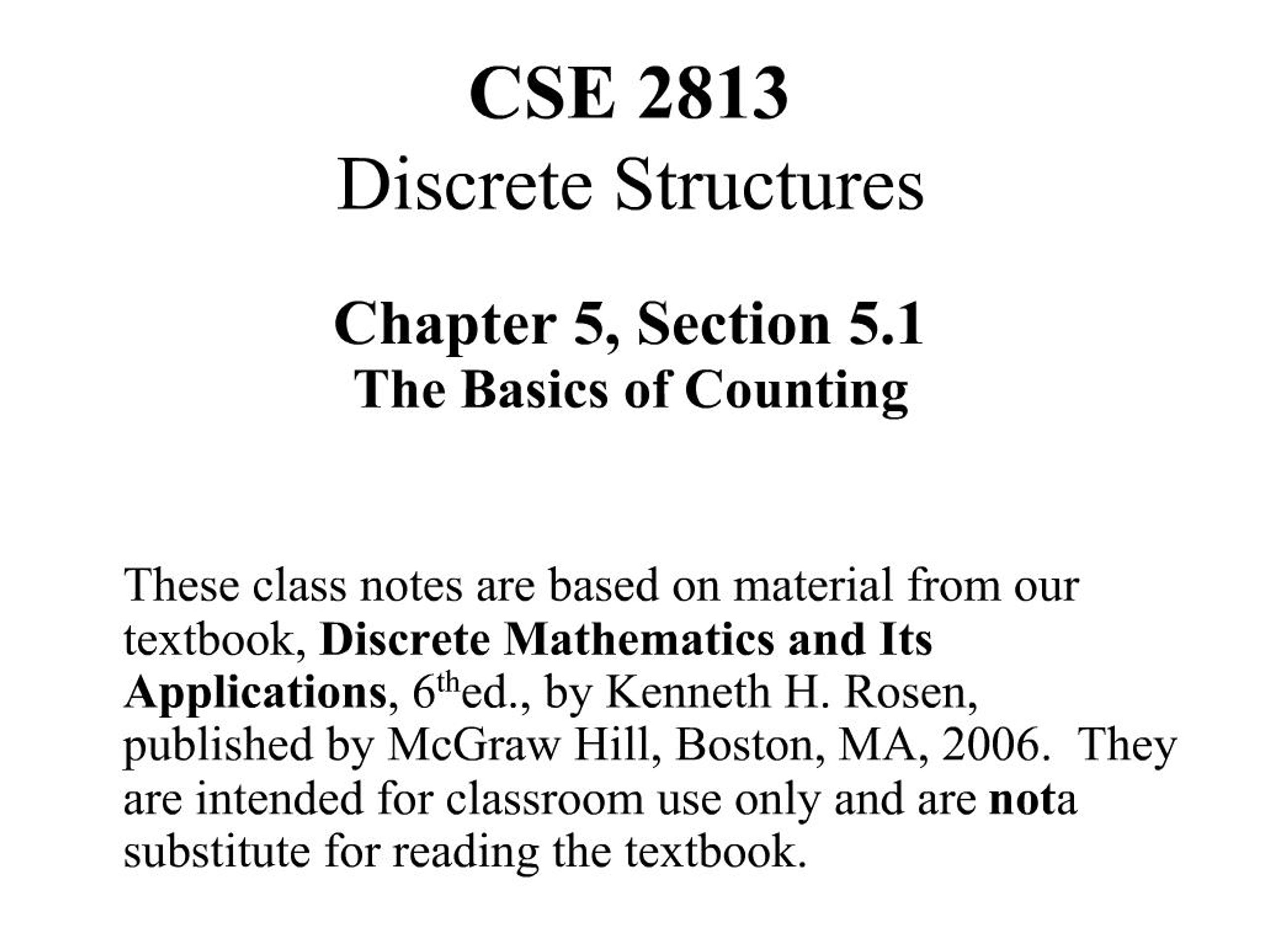 PPT - CSE 2813 Discrete Structures PowerPoint Presentation, free ...