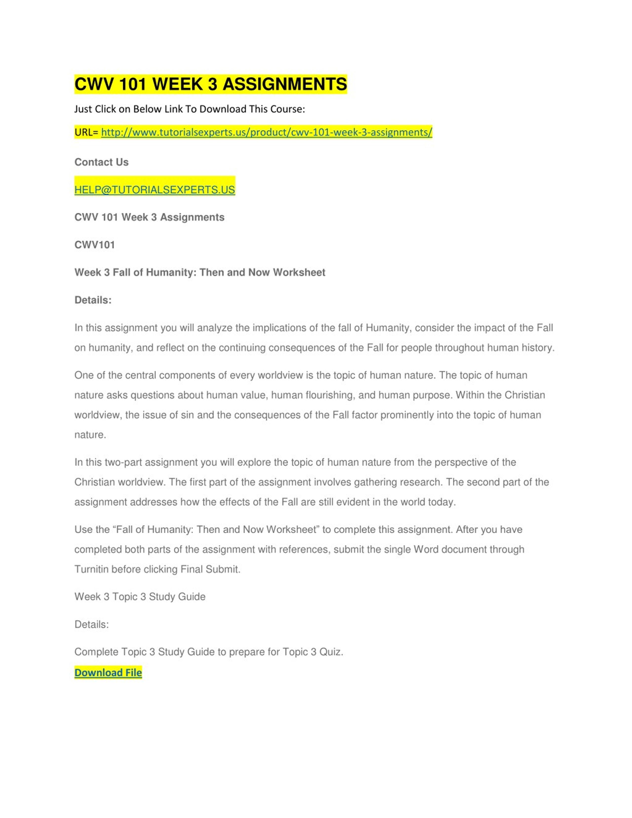PPT - CWV 101 WEEK 3 ASSIGNMENTS PowerPoint Presentation, free download ...