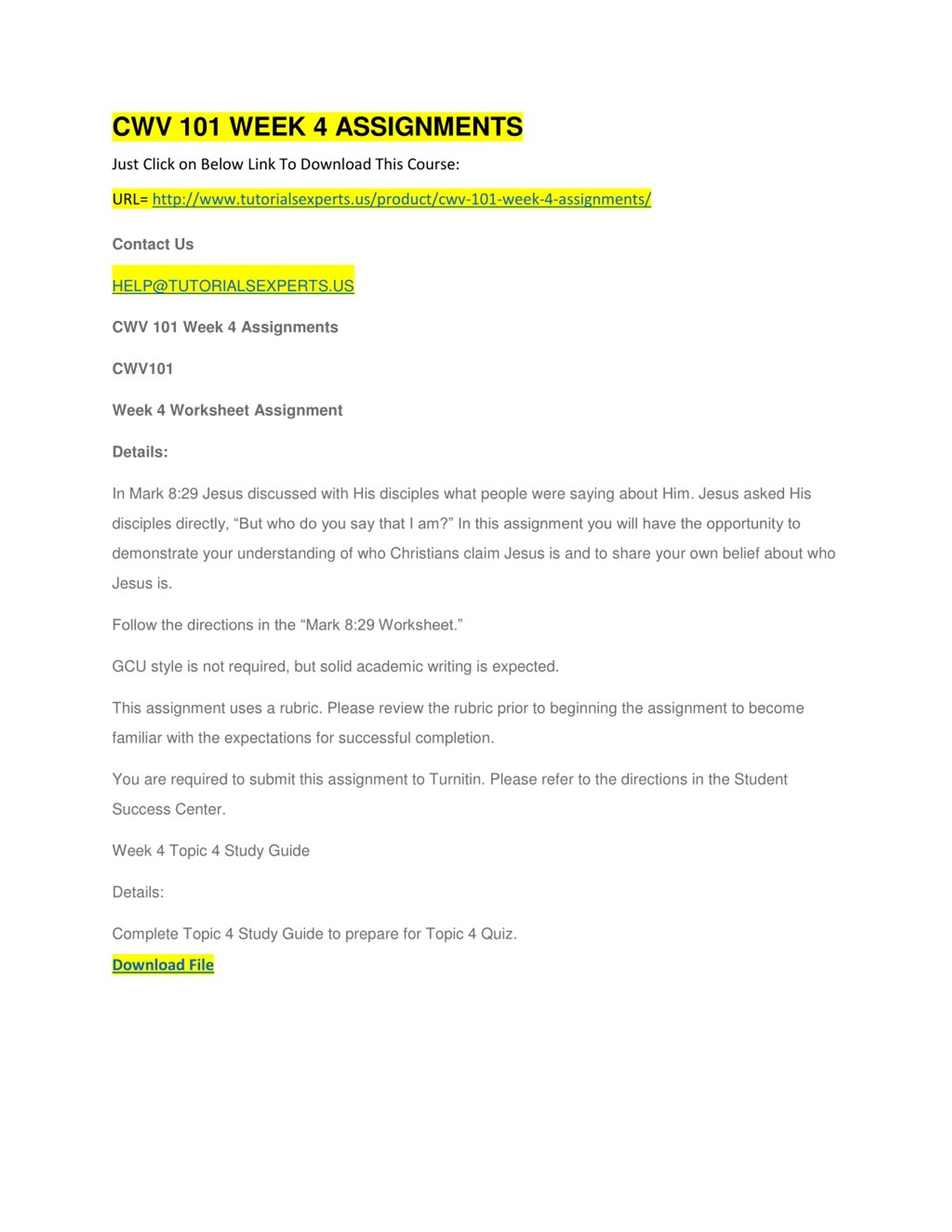 PPT - CWV 101 WEEK 4 ASSIGNMENTS PowerPoint Presentation, free download ...