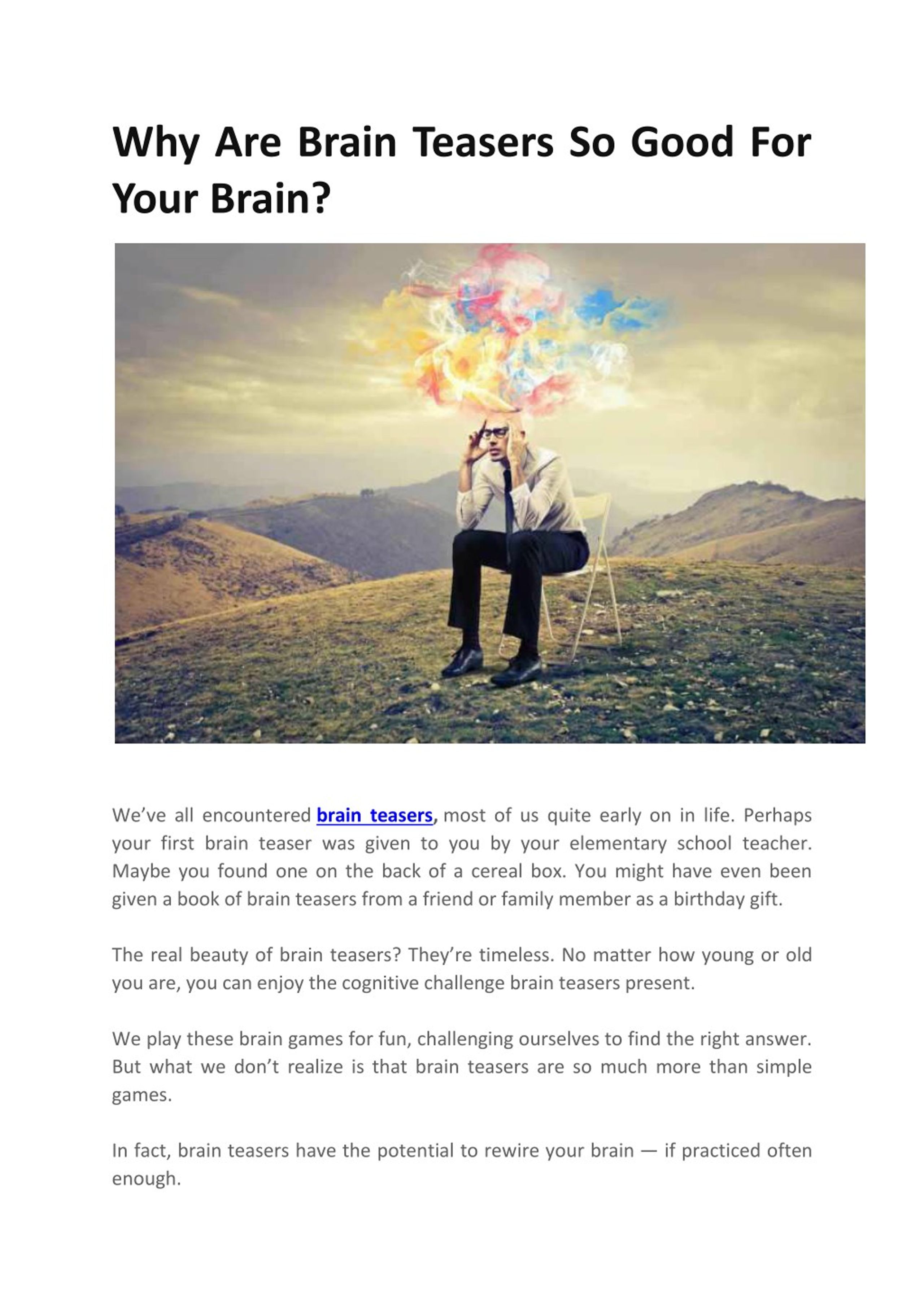 PPT - Why Are Brain Teasers So Good For Your Brain? PowerPoint ...