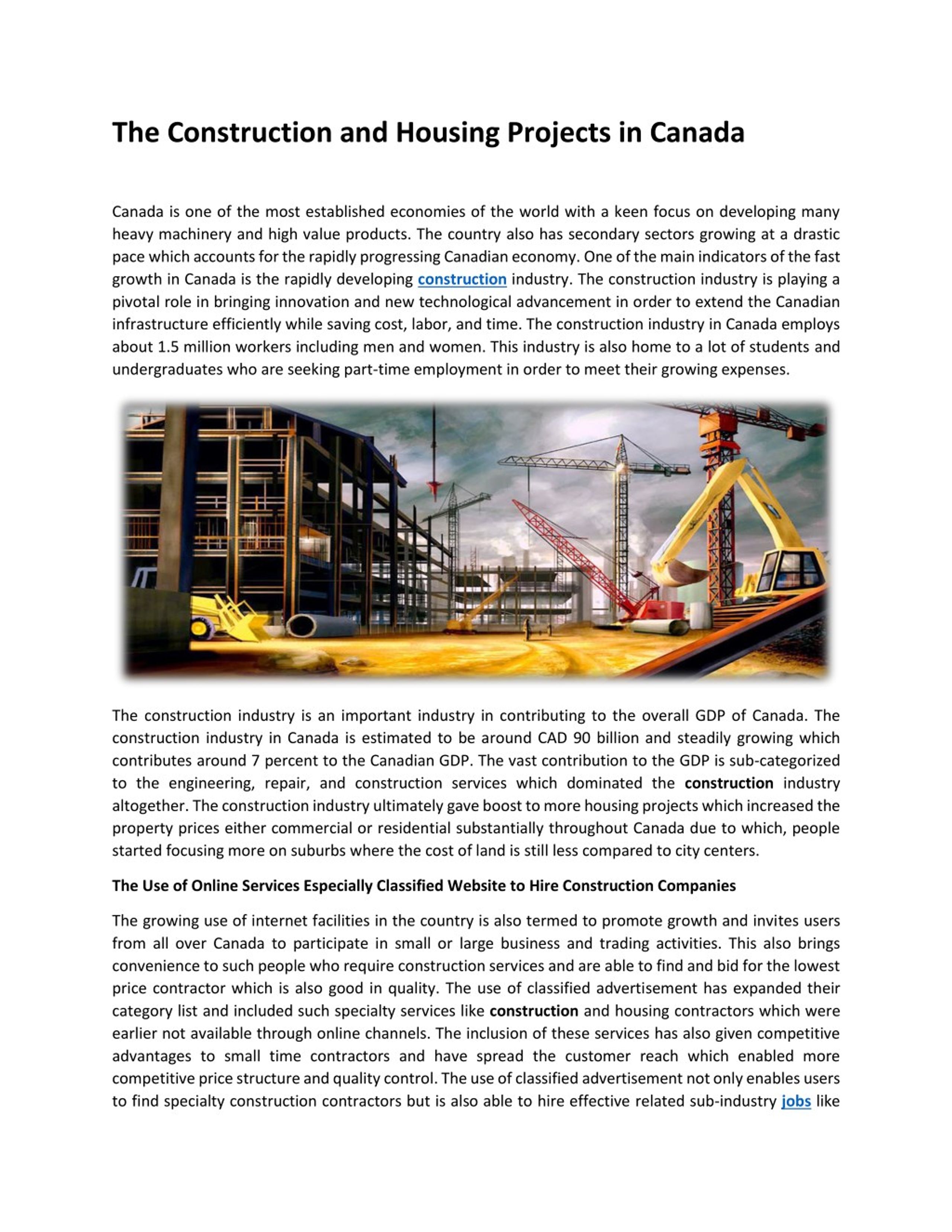 PPT - The Construction and Housing Projects in Canada PowerPoint ...