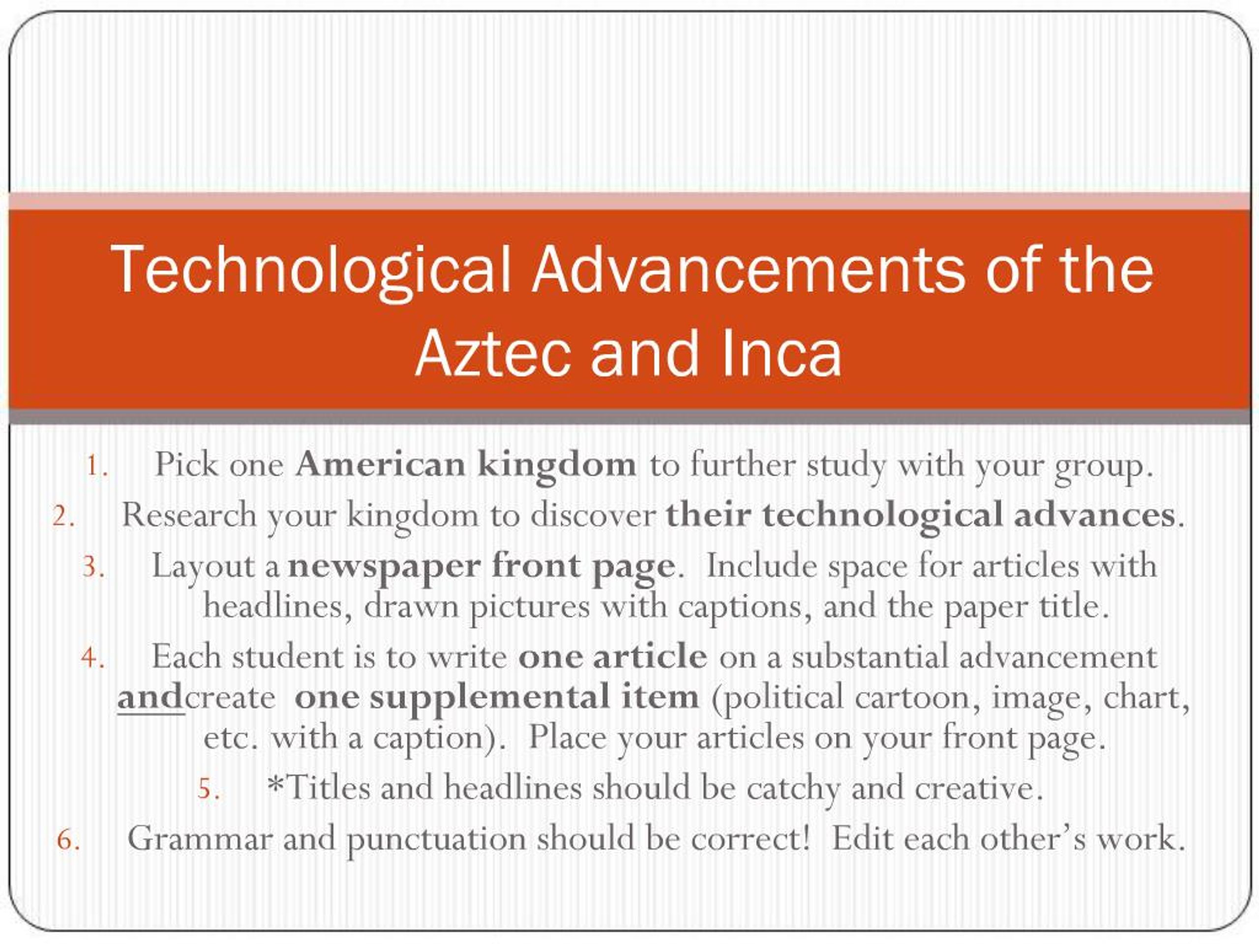 PPT - Technological Advancements of the Aztec and Inca PowerPoint ...