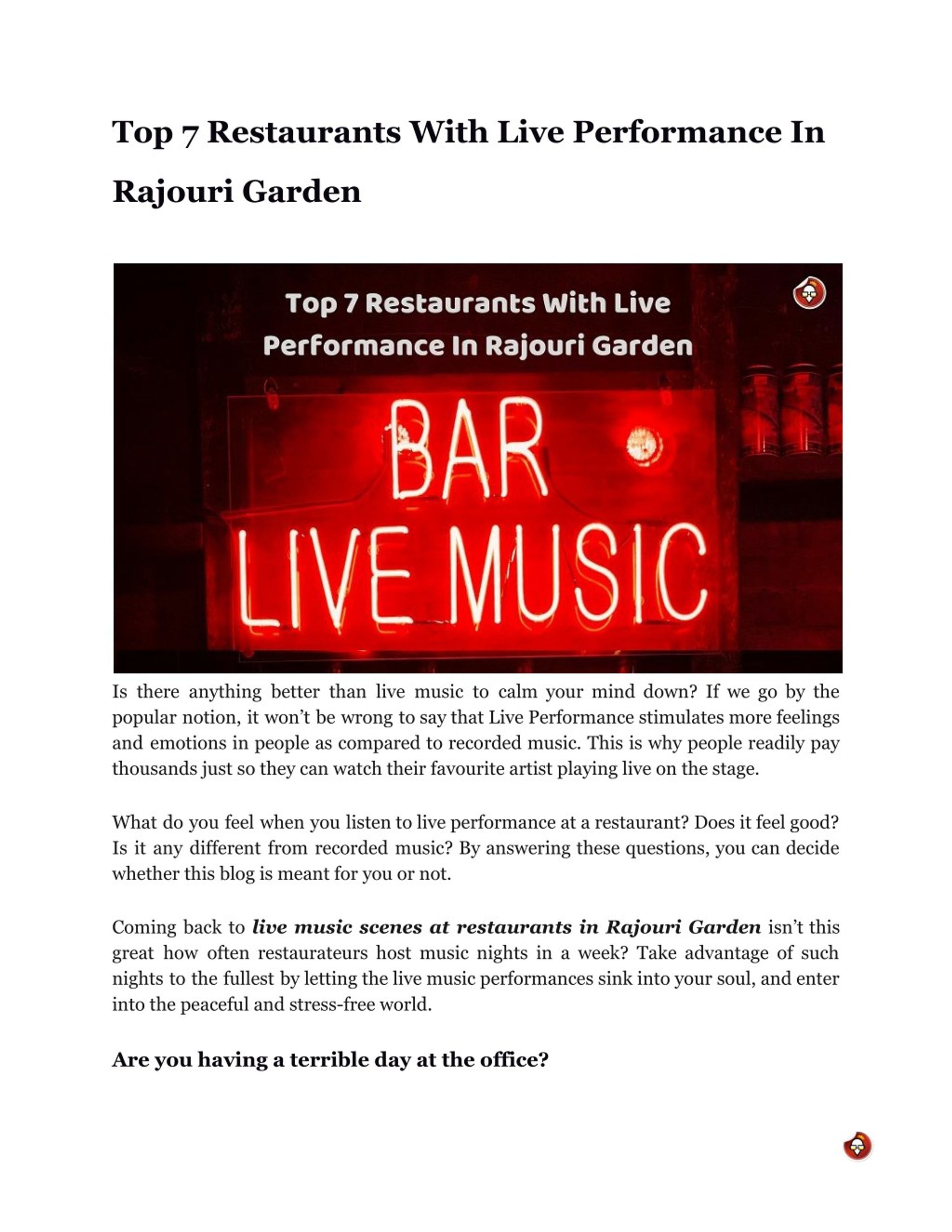 PPT - Top 7 Restaurants With Live Performance In Rajouri Garden ...