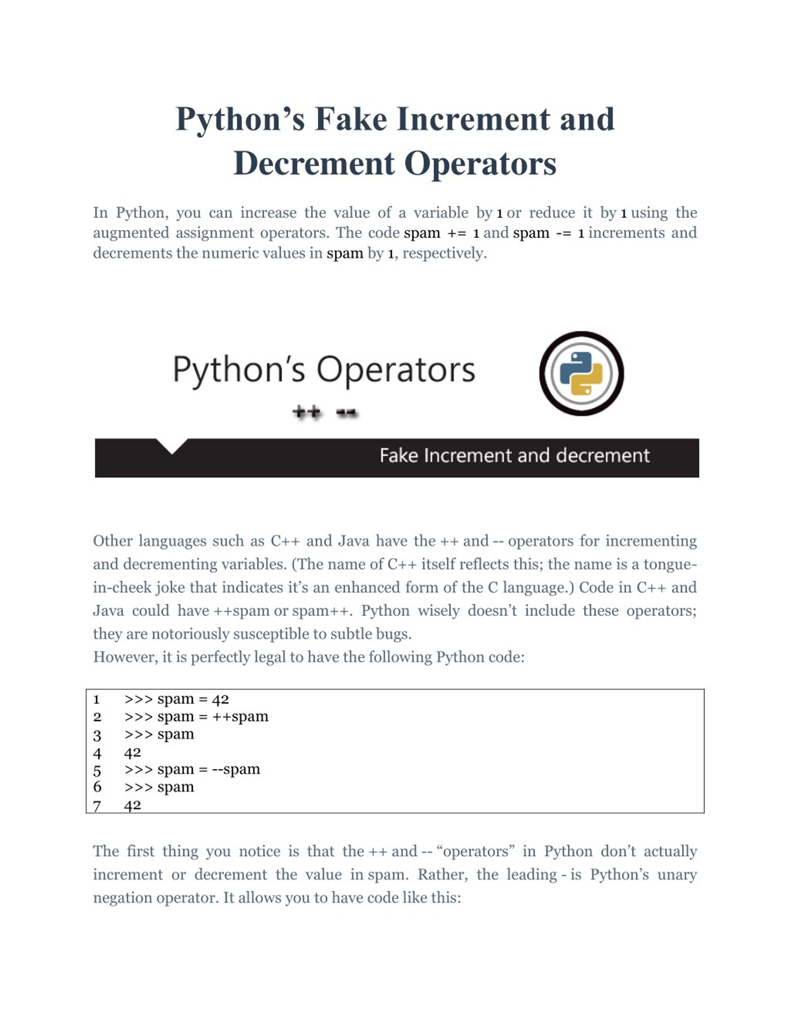 Ppt Python’s Fake Increment And Decrement Operators Powerpoint Presentation Id7975730 9304