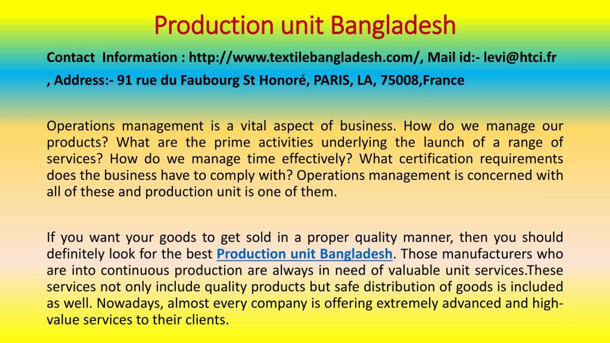 PPT - Production Unit - An Essential Part In Operation Management ...
