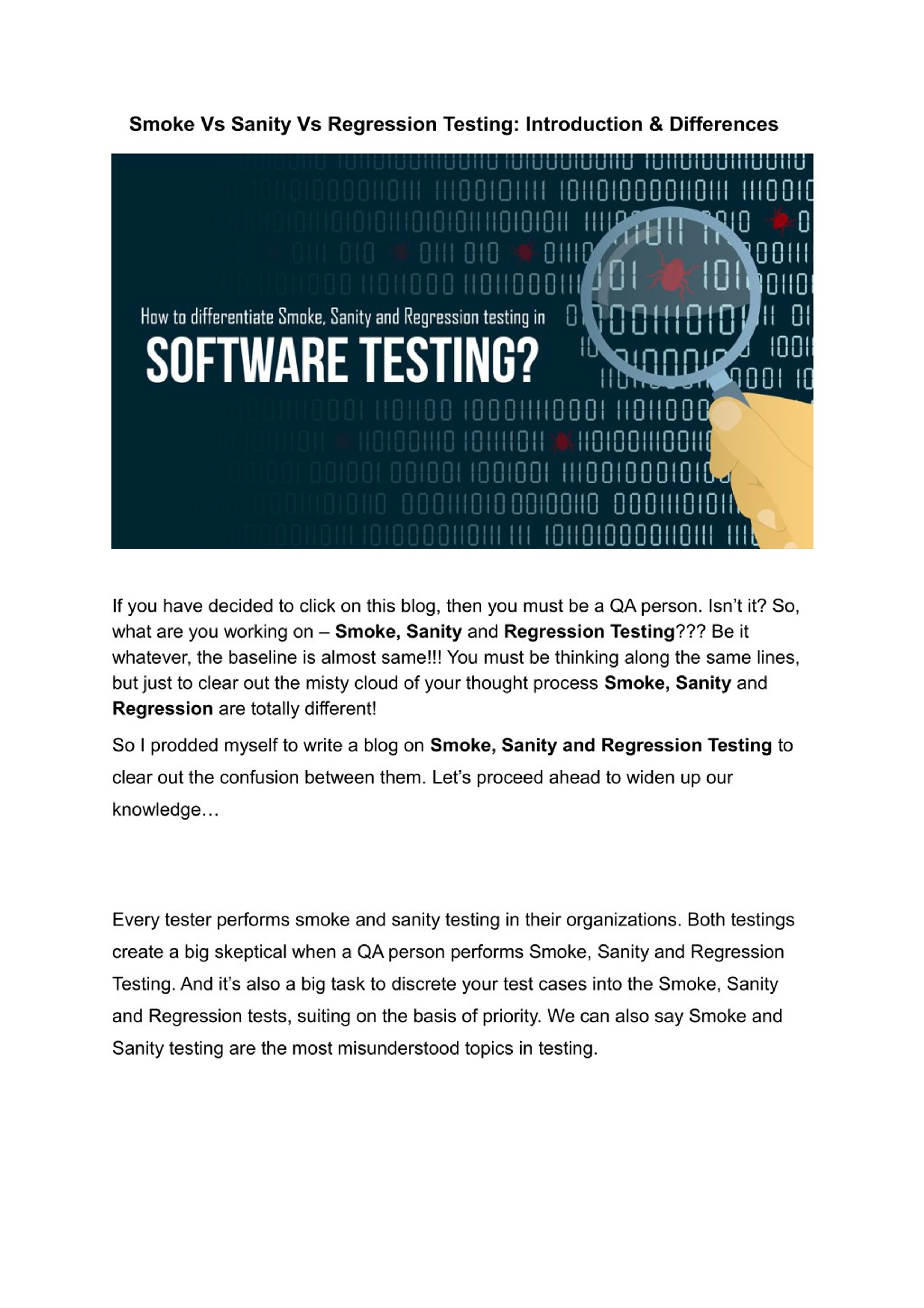 PPT - Smoke Vs Sanity Vs Regression Testing: Introduction & Differences ...