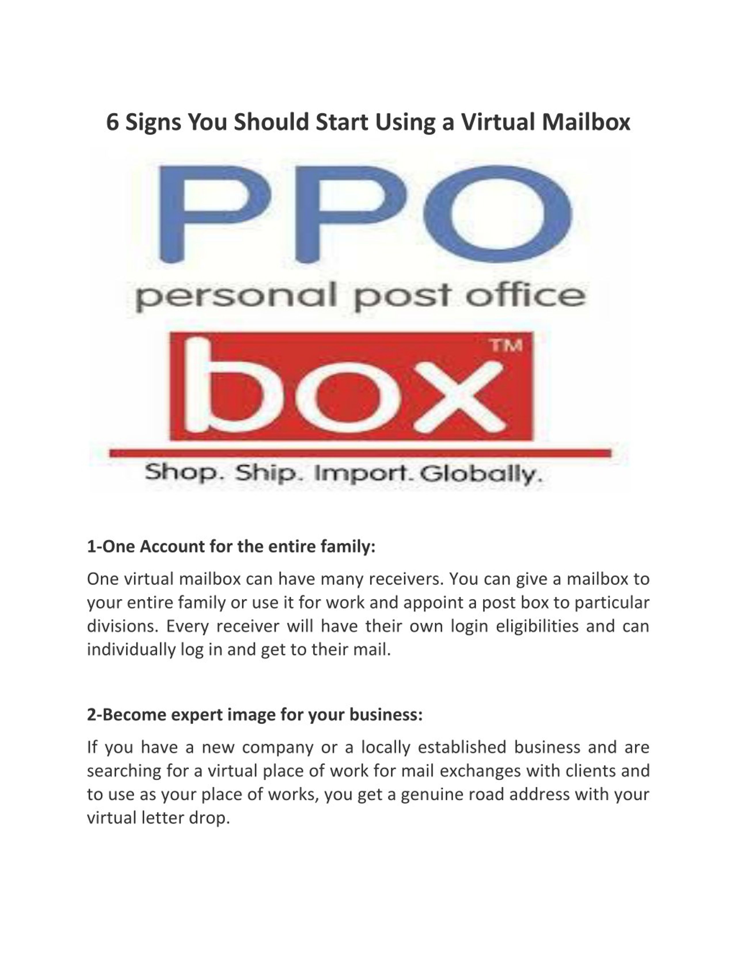 PPT - 6 Signs You Should Start Using a Virtual Mailbox PowerPoint ...