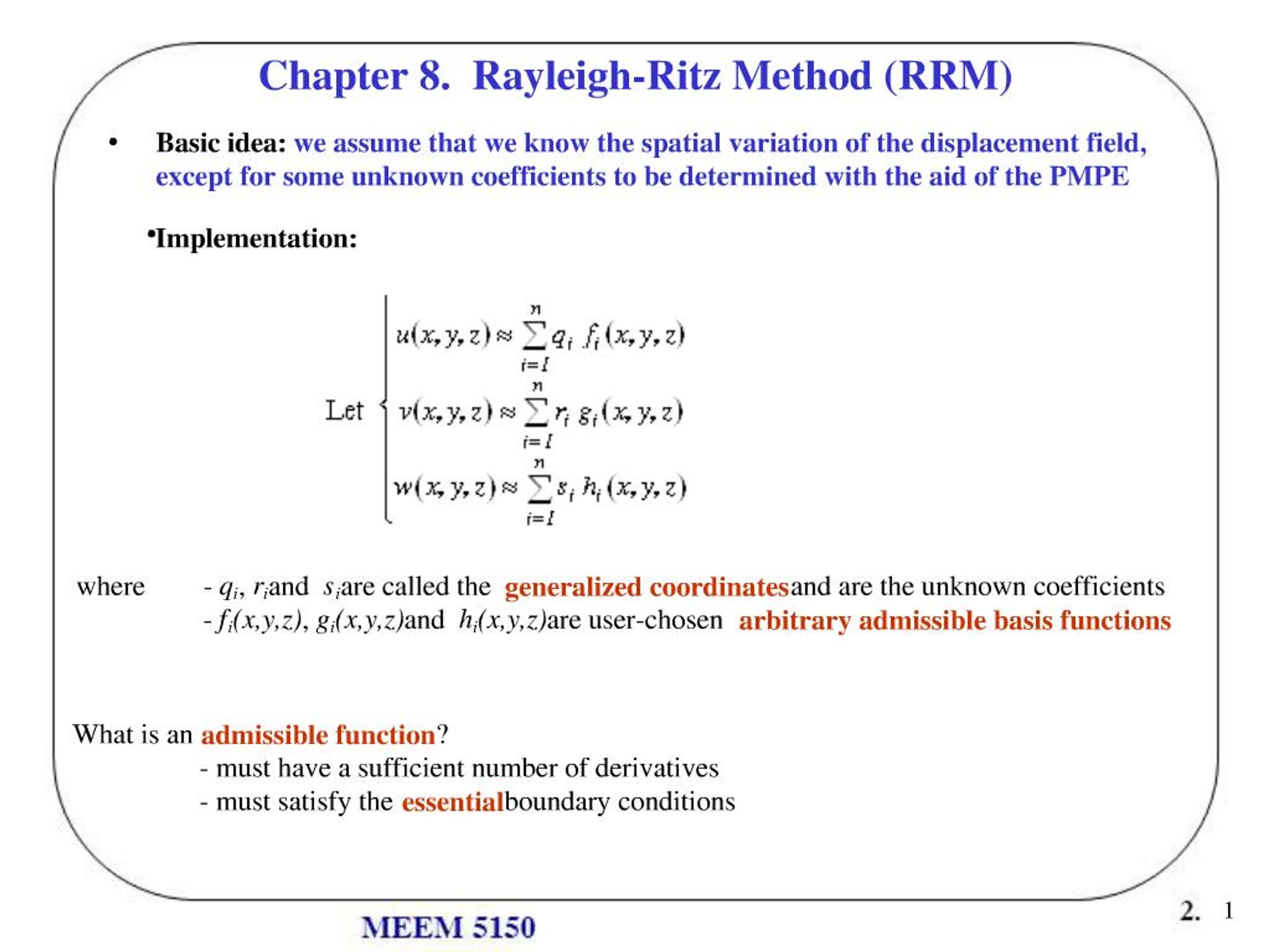 PPT - Chapter 8. Rayleigh-Ritz Method RRM PowerPoint Presentation, free ...
