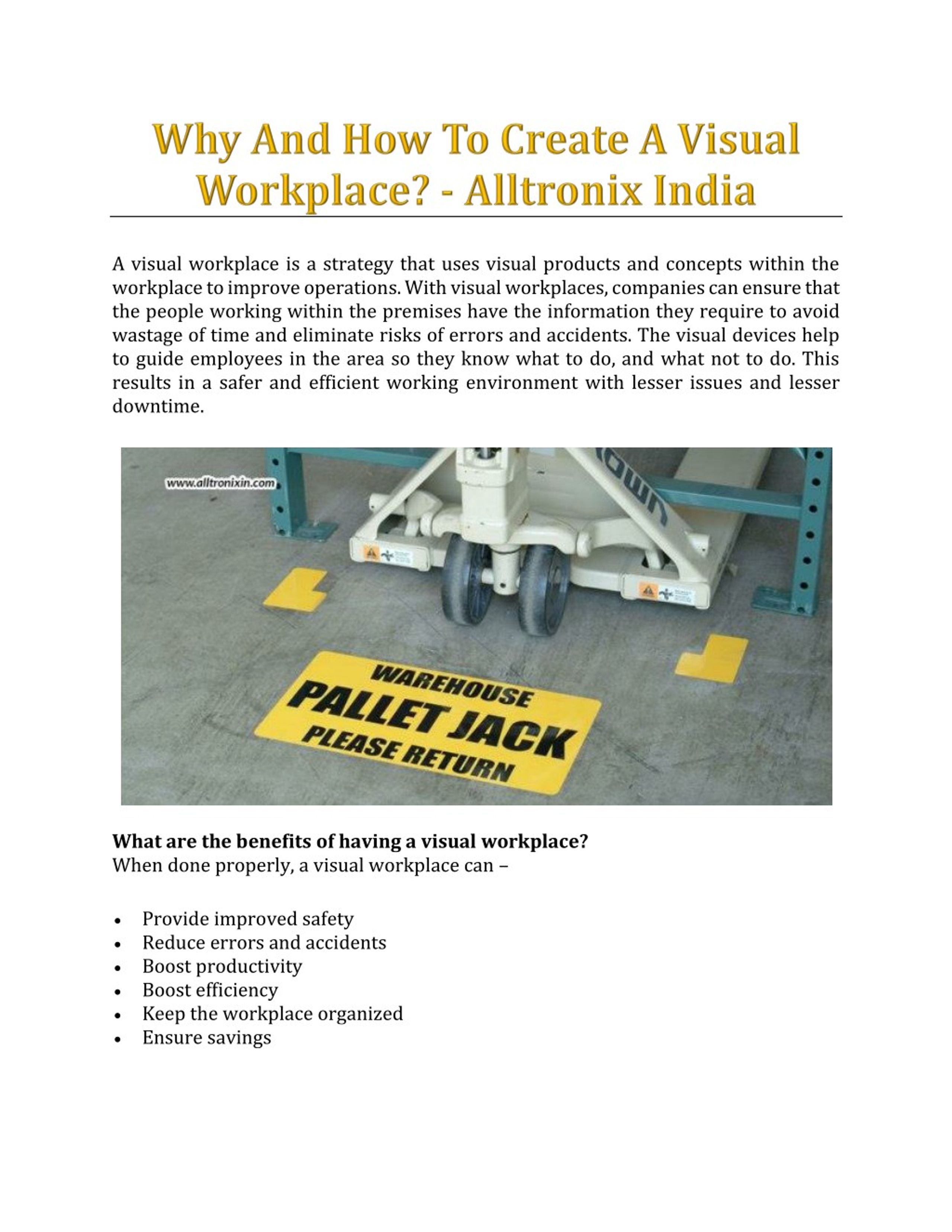 PPT - Why And How To Create A Visual Workplace? - Alltronix PowerPoint ...