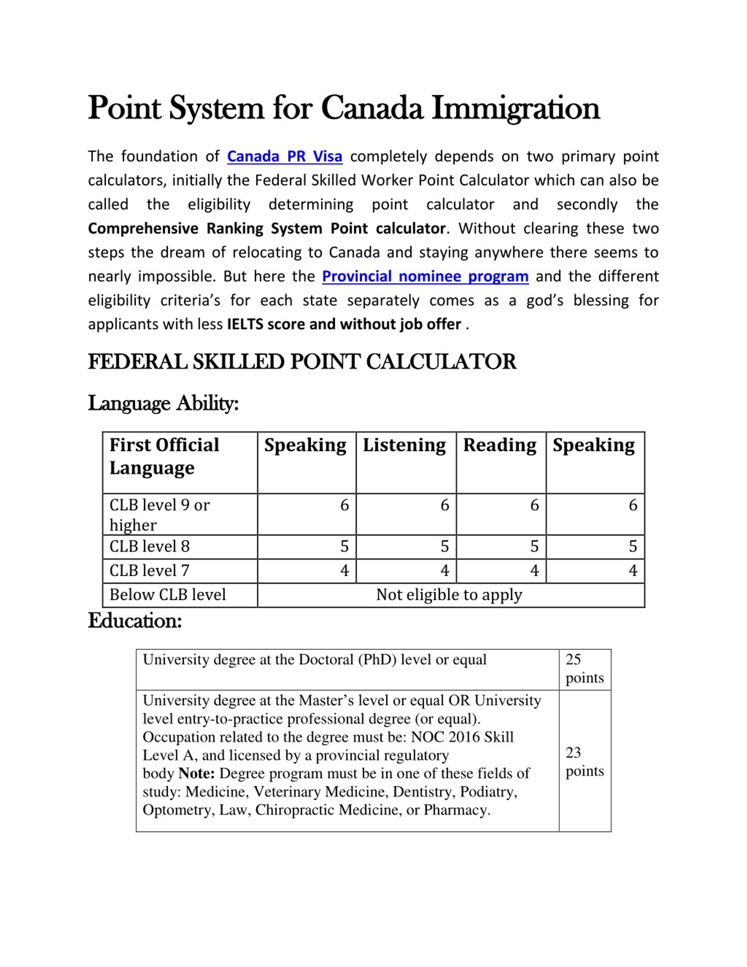 PPT - Point System for Canada Immigration PowerPoint Presentation, free ...