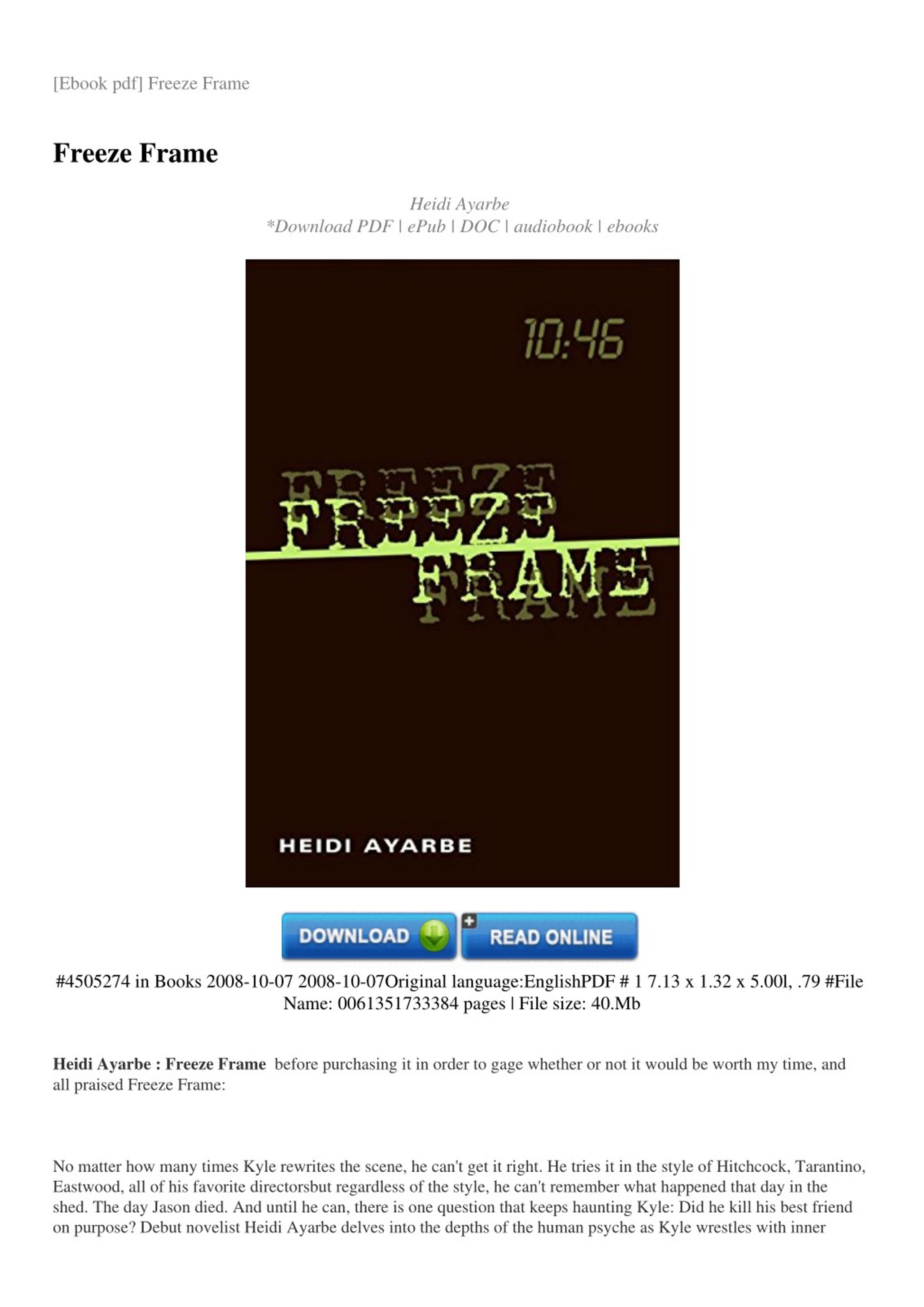 PPT - FREEZE-FRAME PowerPoint Presentation, free download - ID:8022562