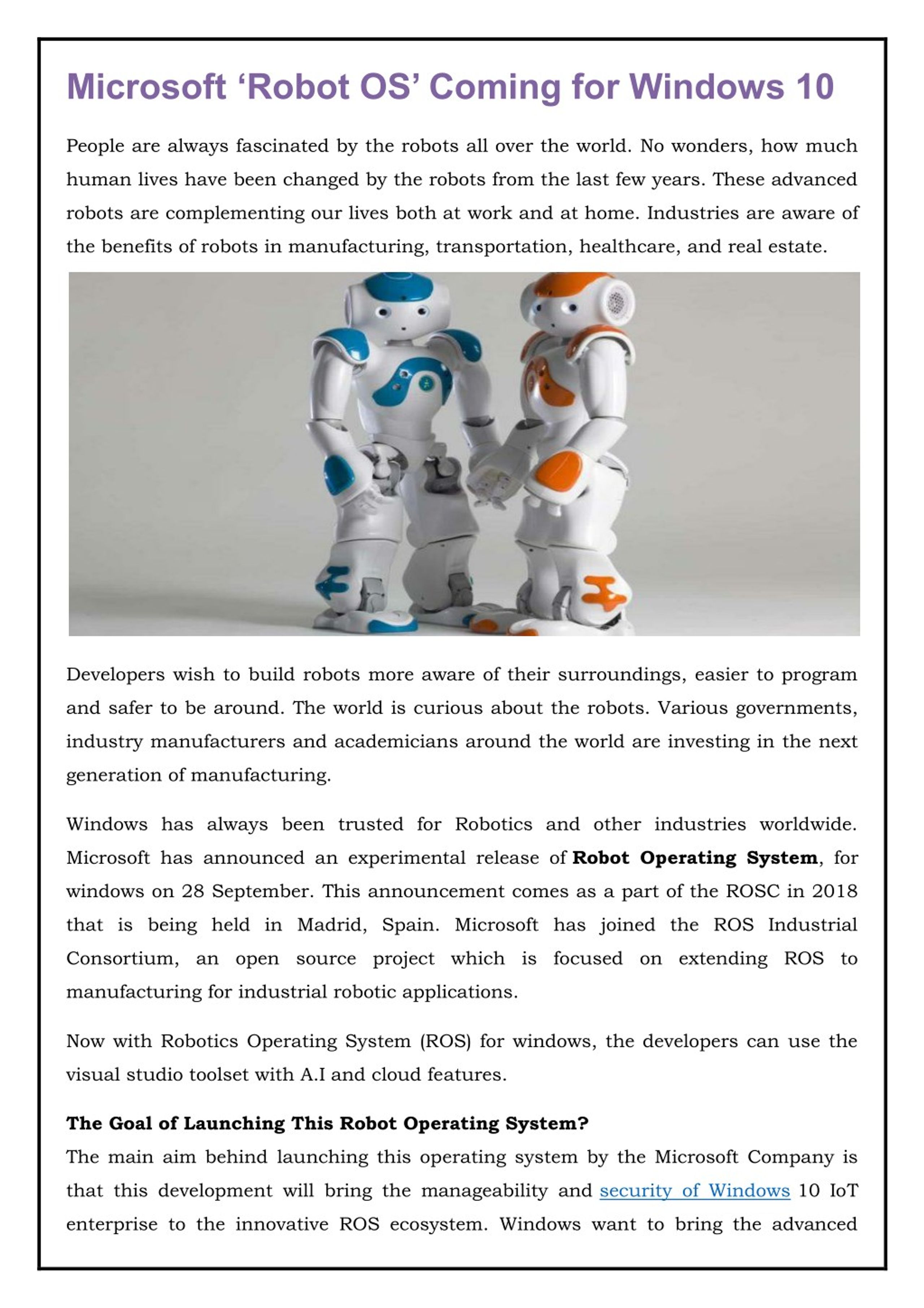 PPT - Microsoft ‘Robot OS’ Coming for Windows 10 PowerPoint ...