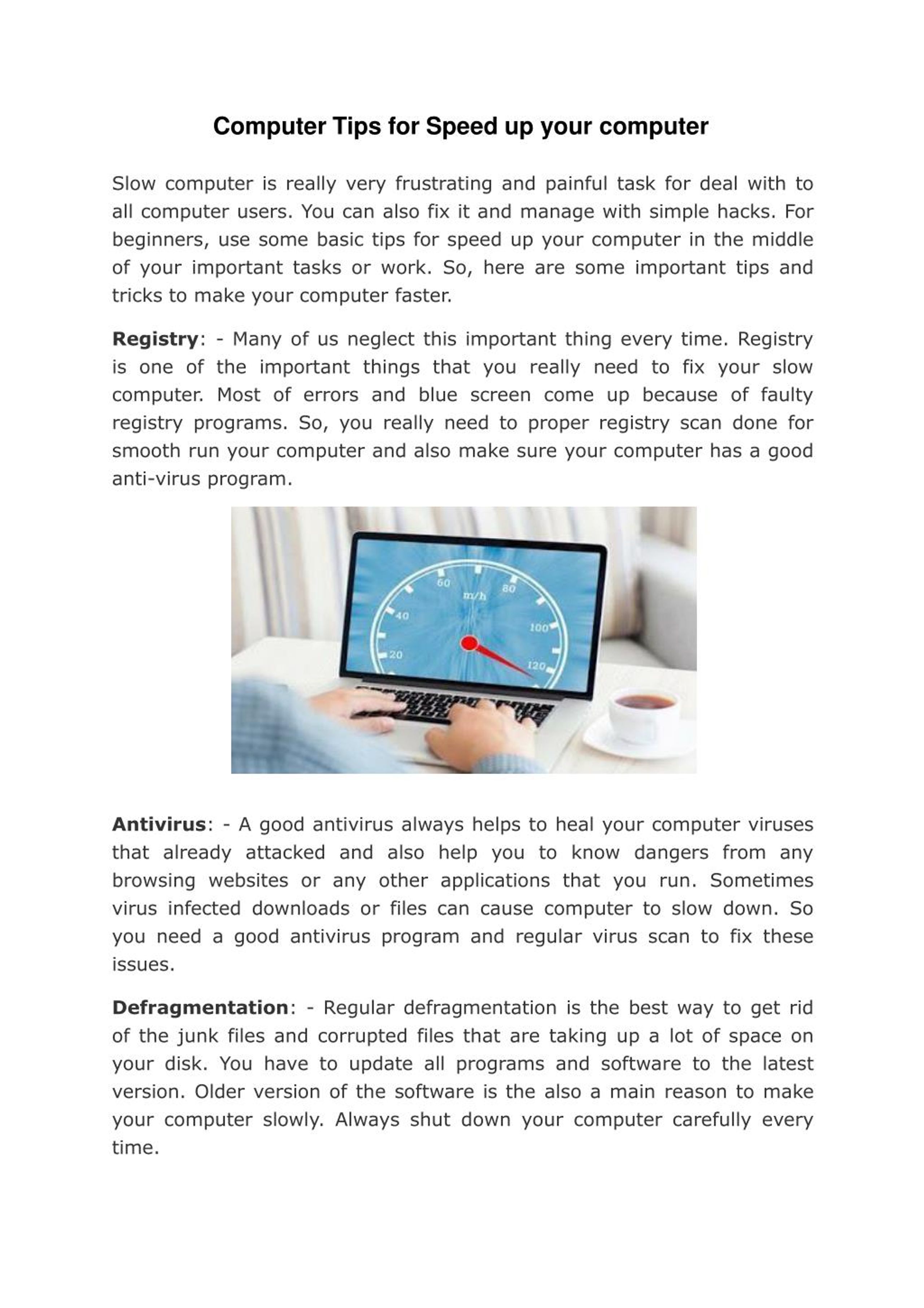 PPT - Computer Tips for Speed up your computer PowerPoint Presentation - ID:8040583