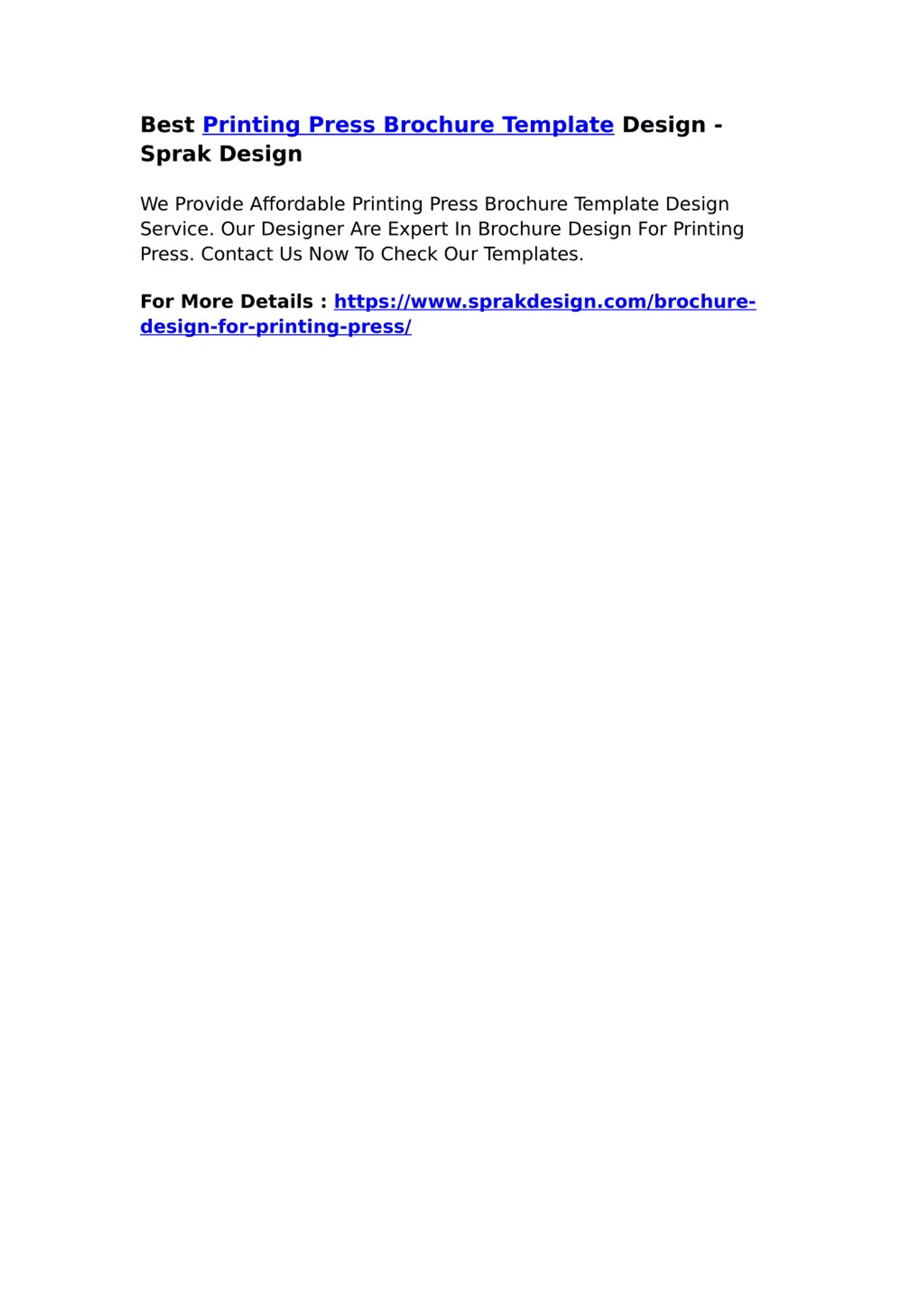 PPT - Best Printing Press Brochure Template Design - Sprak Design ...