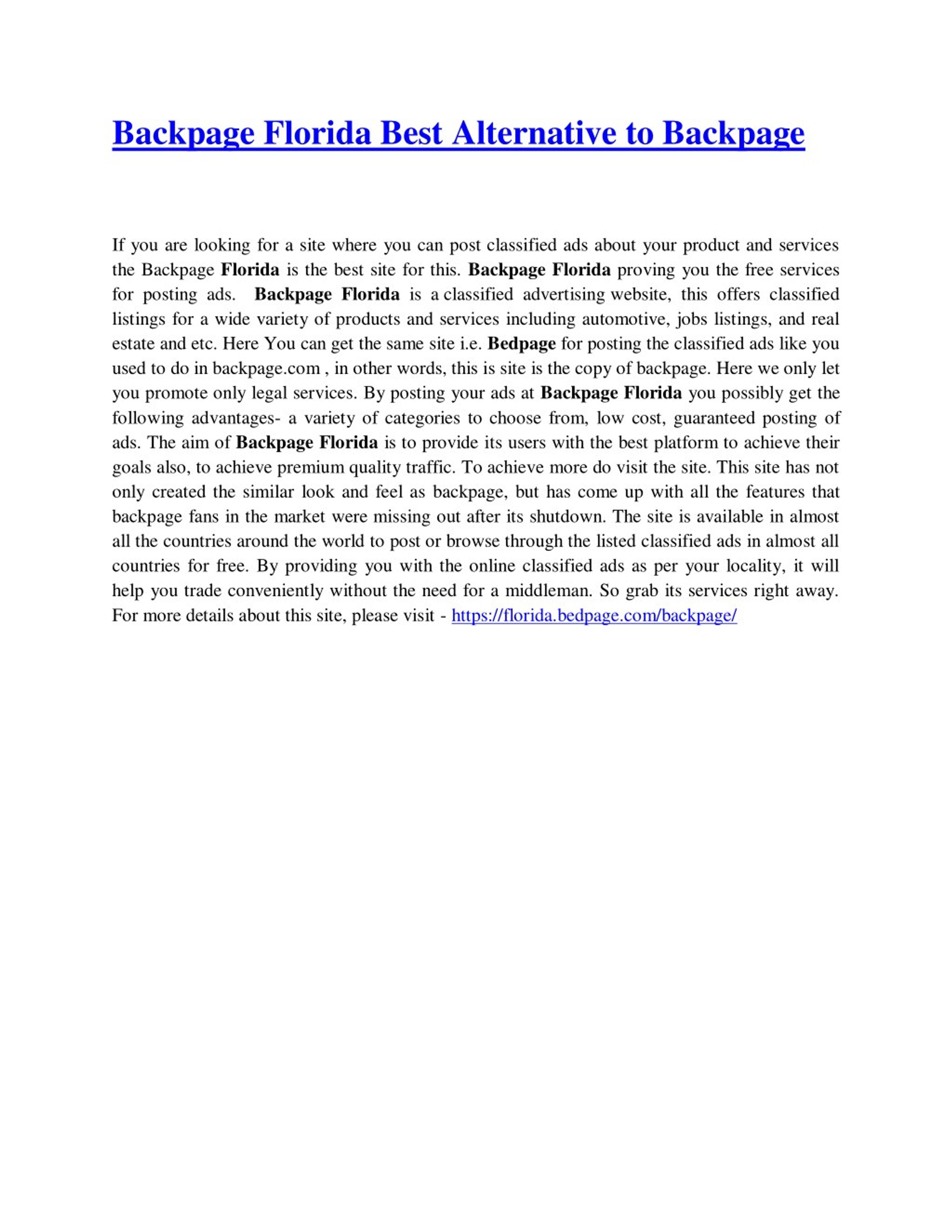 PPT - Backpage Florida Best Alternative to Backpage PowerPoint ...