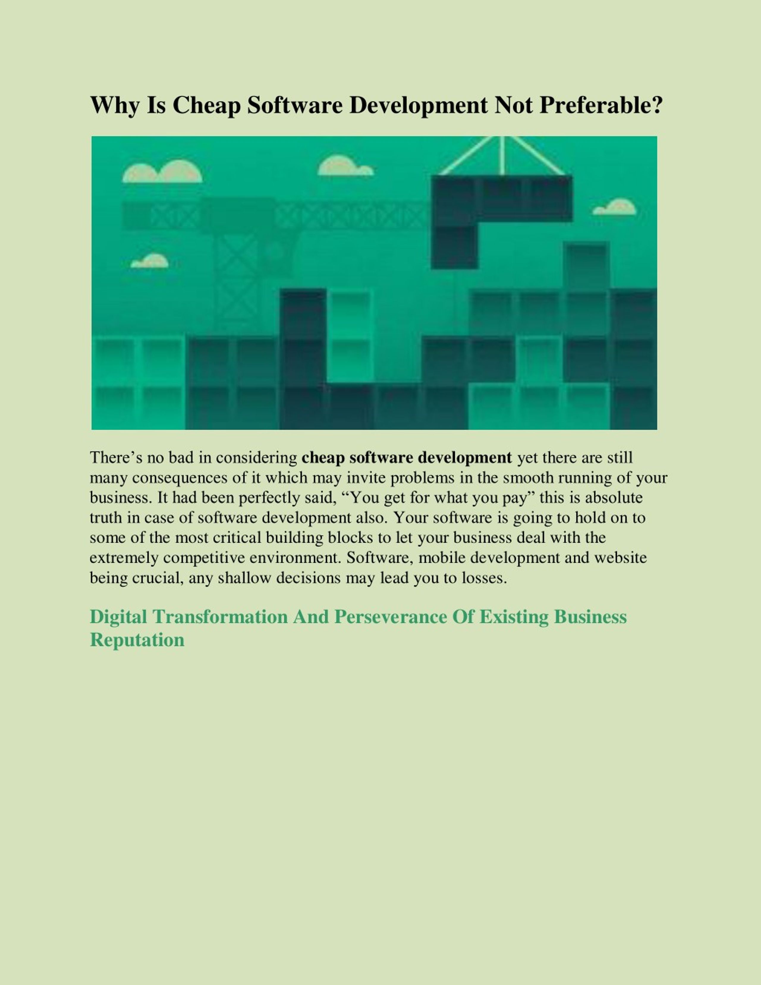 PPT - Why Is Cheap Software Development Not Preferable? PowerPoint ...