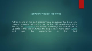 PPT - Career Scope after learning Python PowerPoint Presentation, free ...