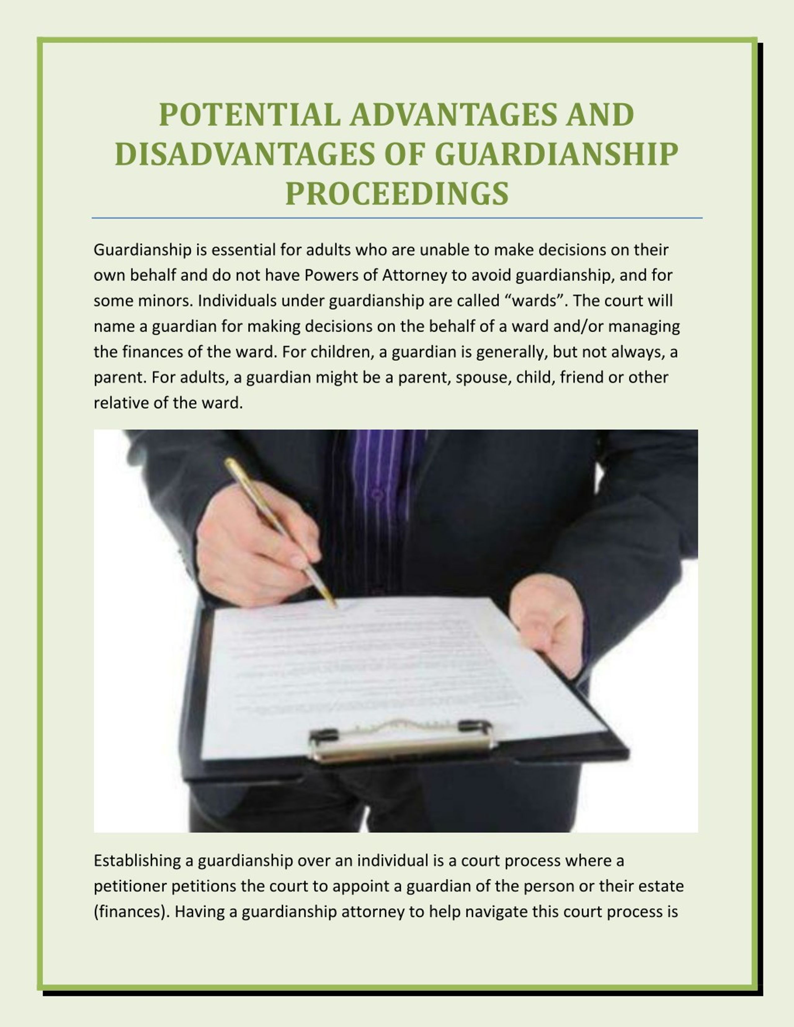 PPT - Potential Advantages and Disadvantages of Guardianship ...