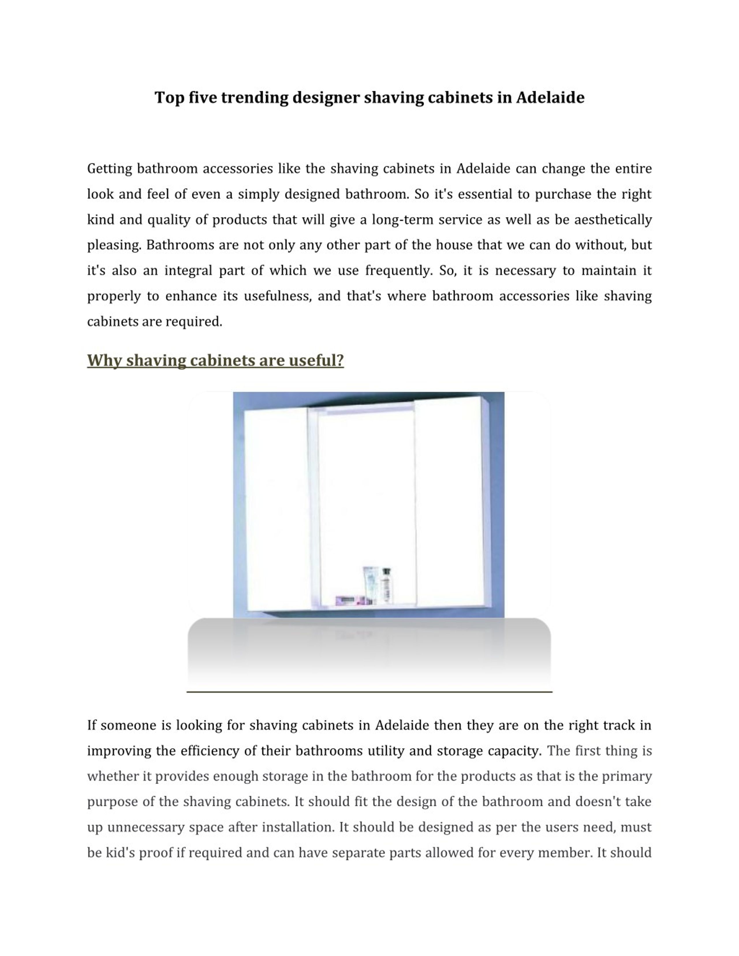 PPT - Top five trending designer shaving cabinets in Adelaide ...