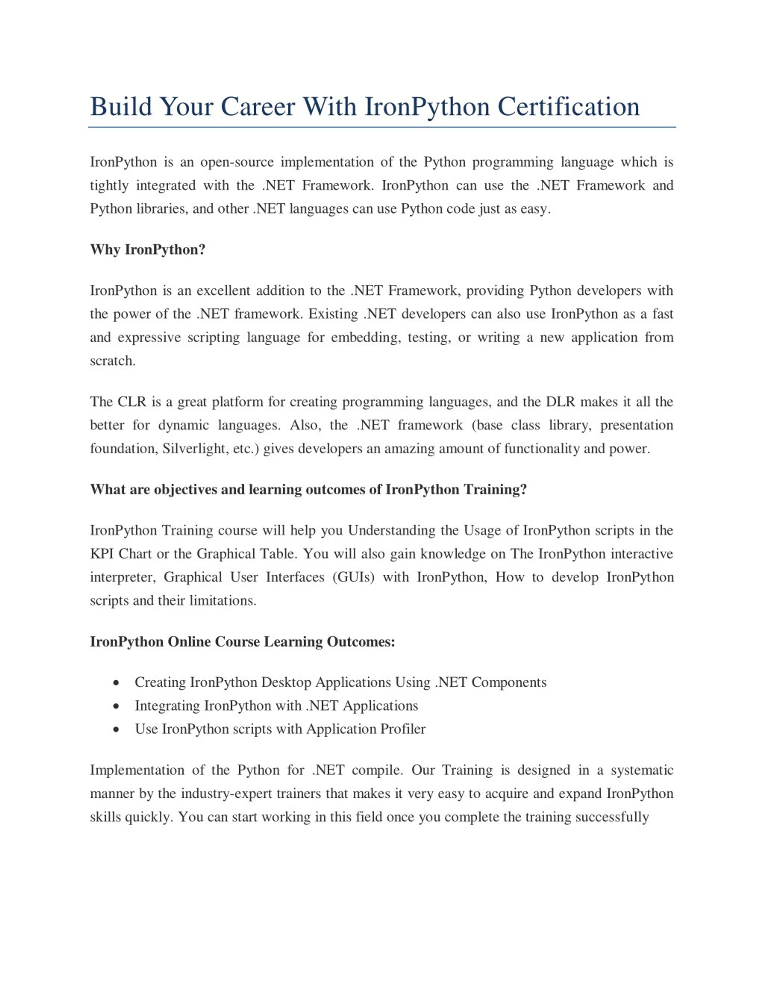 PPT - Build Your Career With IronPython Certification PowerPoint Presentation - ID:8066132