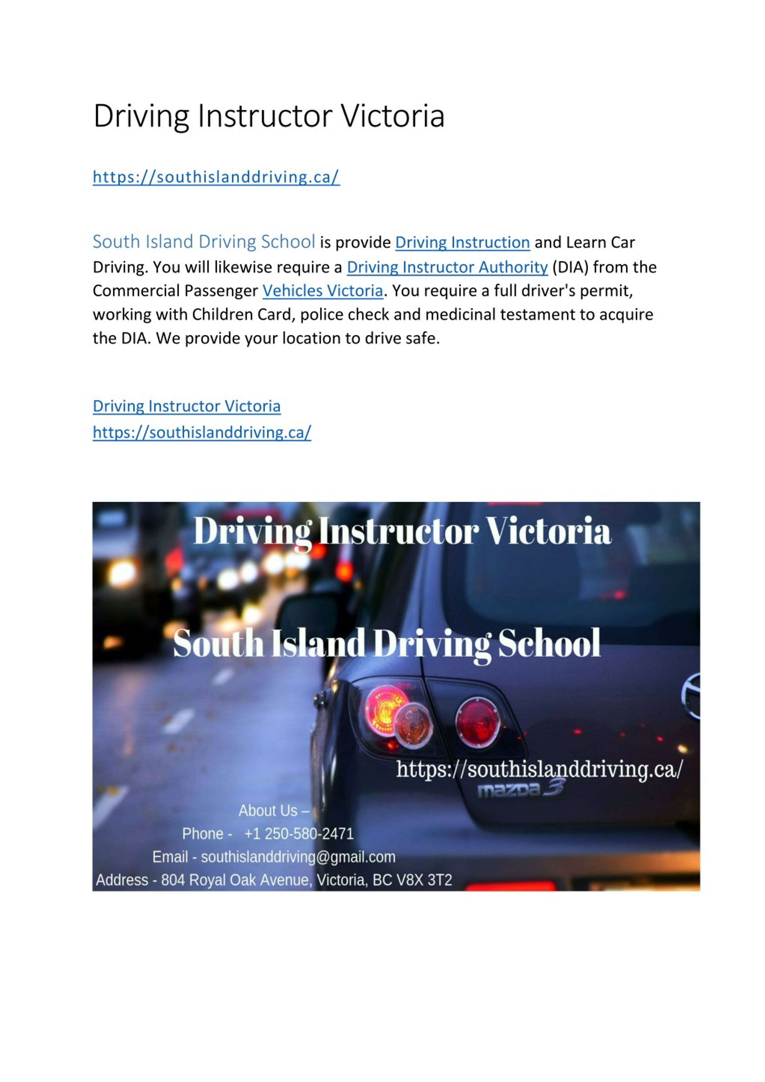 PPT - Driving Instructor Victoria PowerPoint Presentation, free ...