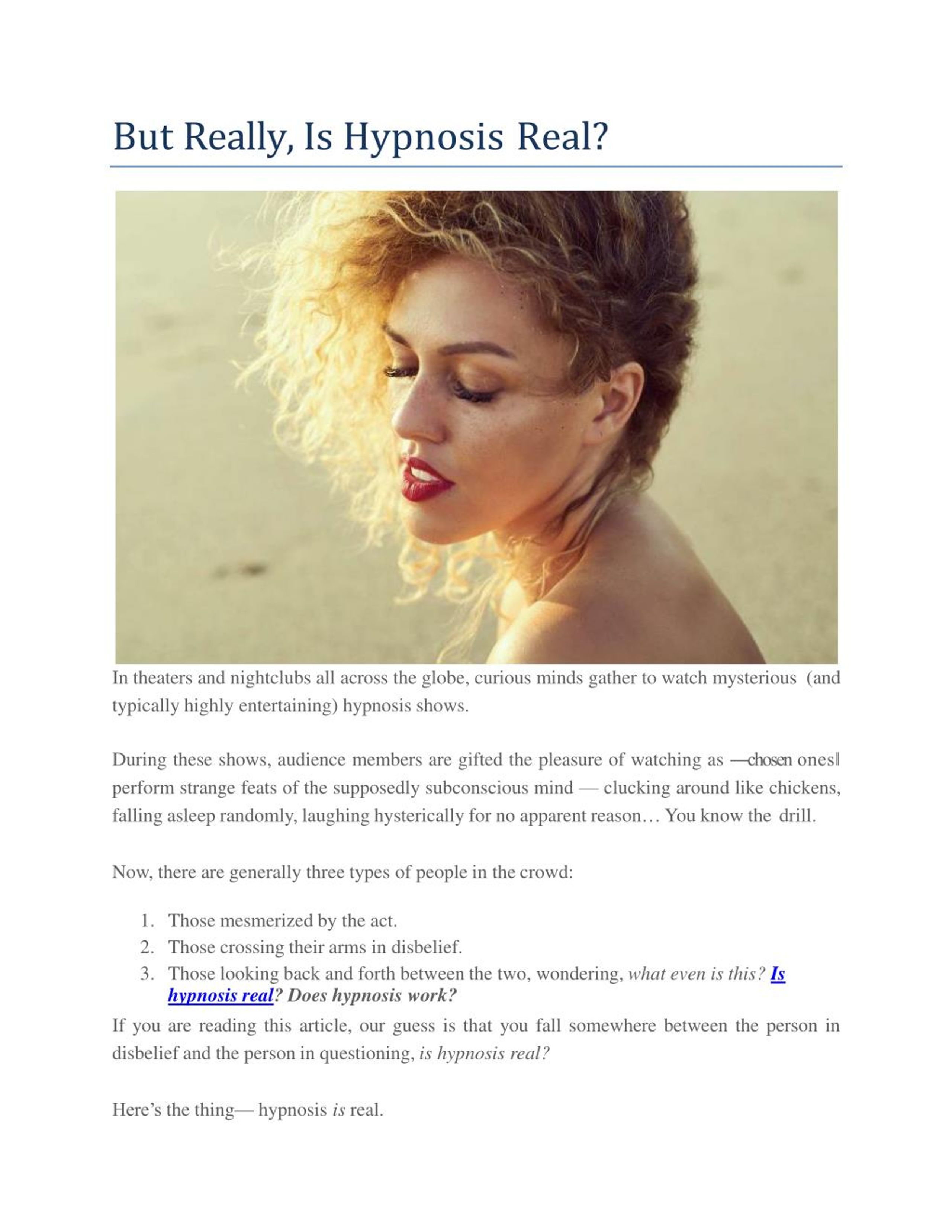 PPT - But Really, Is Hypnosis Real? PowerPoint Presentation, free ...