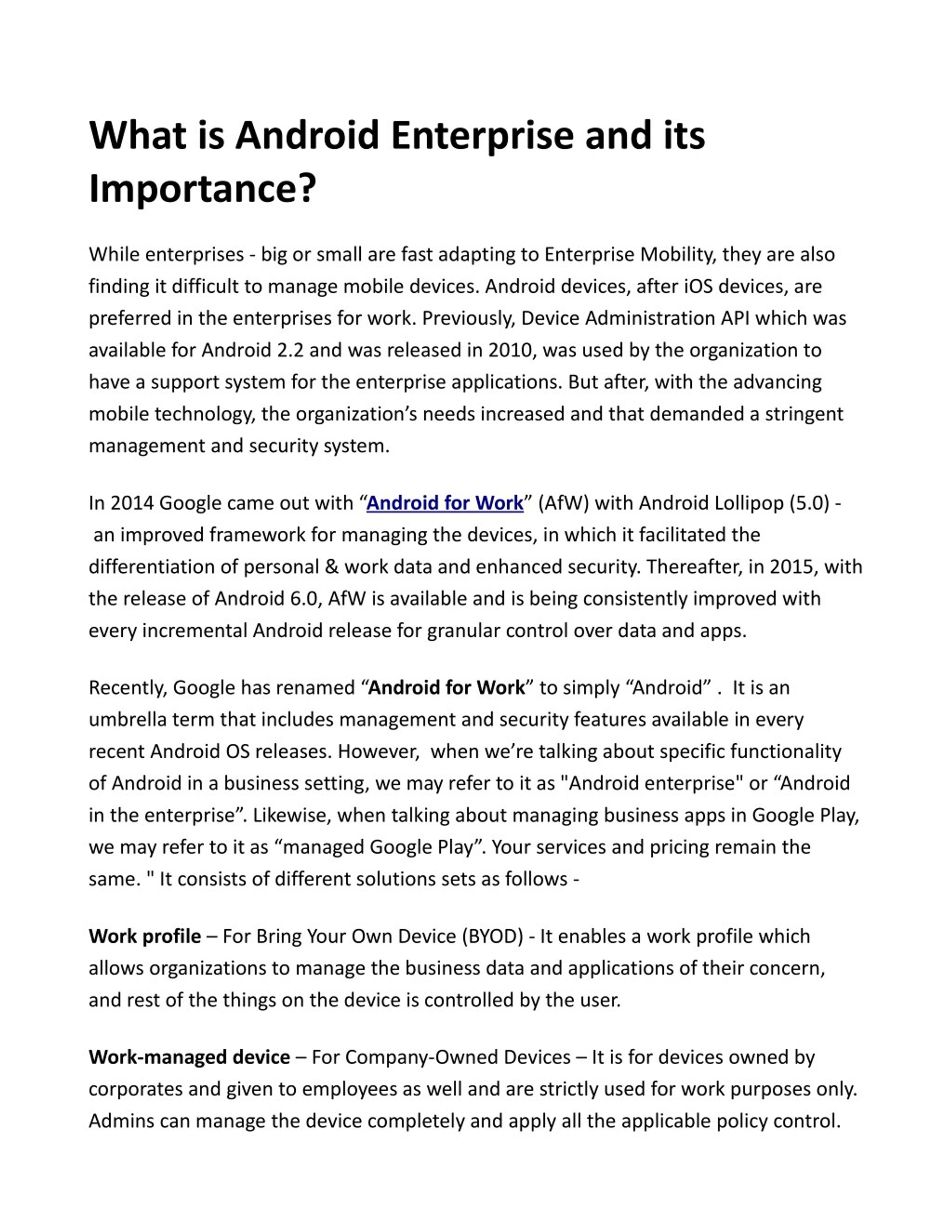 PPT - What is Android Enterprise and its Importance? PowerPoint ...