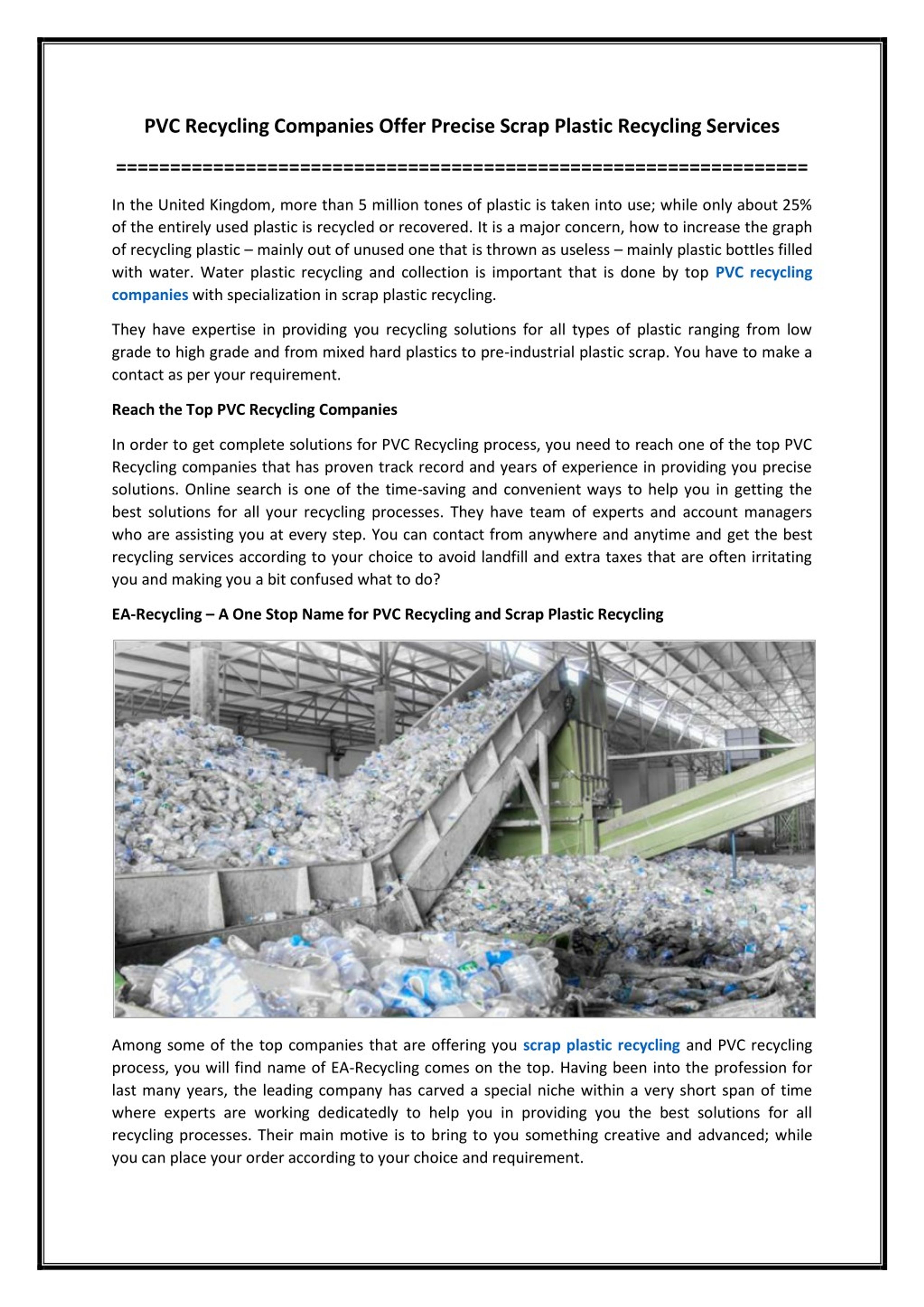 PPT - PVC Recycling Companies Offer Precise Scrap Plastic Recycling ...
