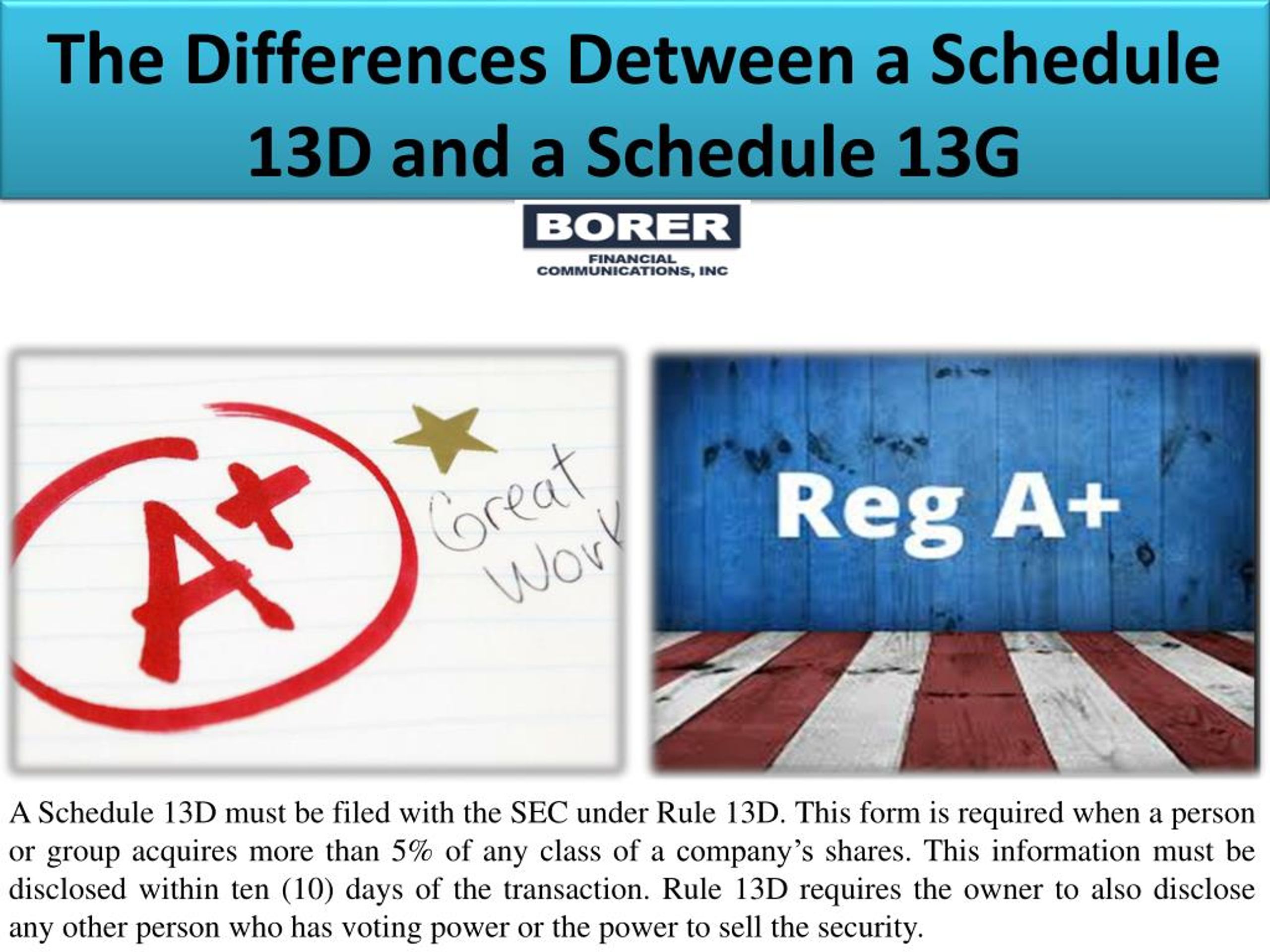 PPT - The Differences Detween a Schedule 13D and a Schedule 13G ...