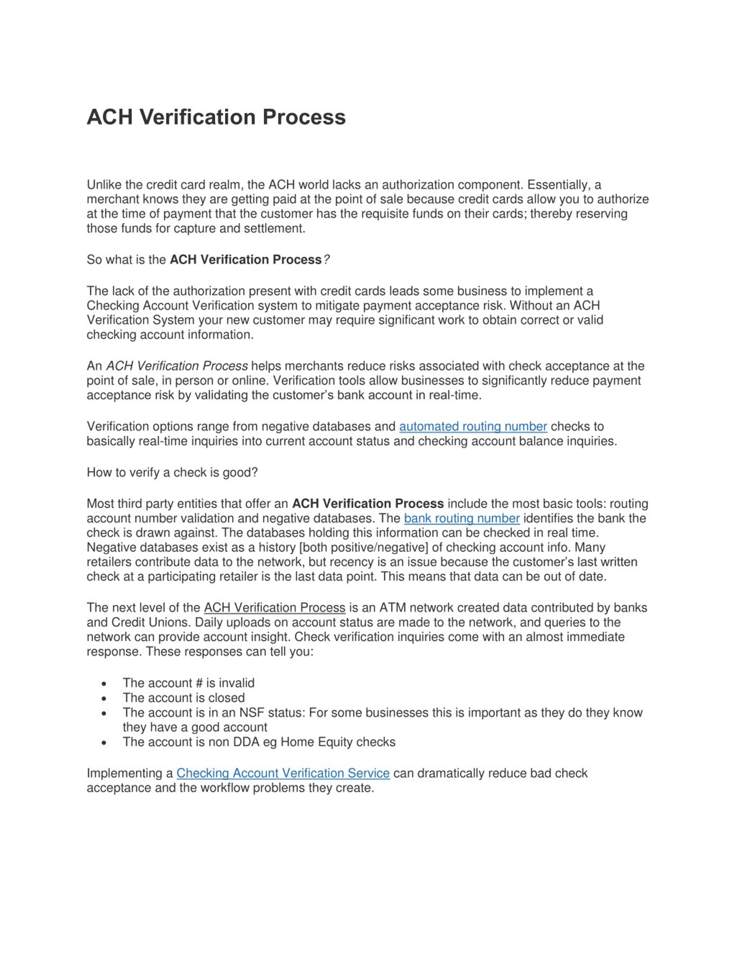 PPT - ACH Verification Process PowerPoint Presentation, free download - ID:8083837