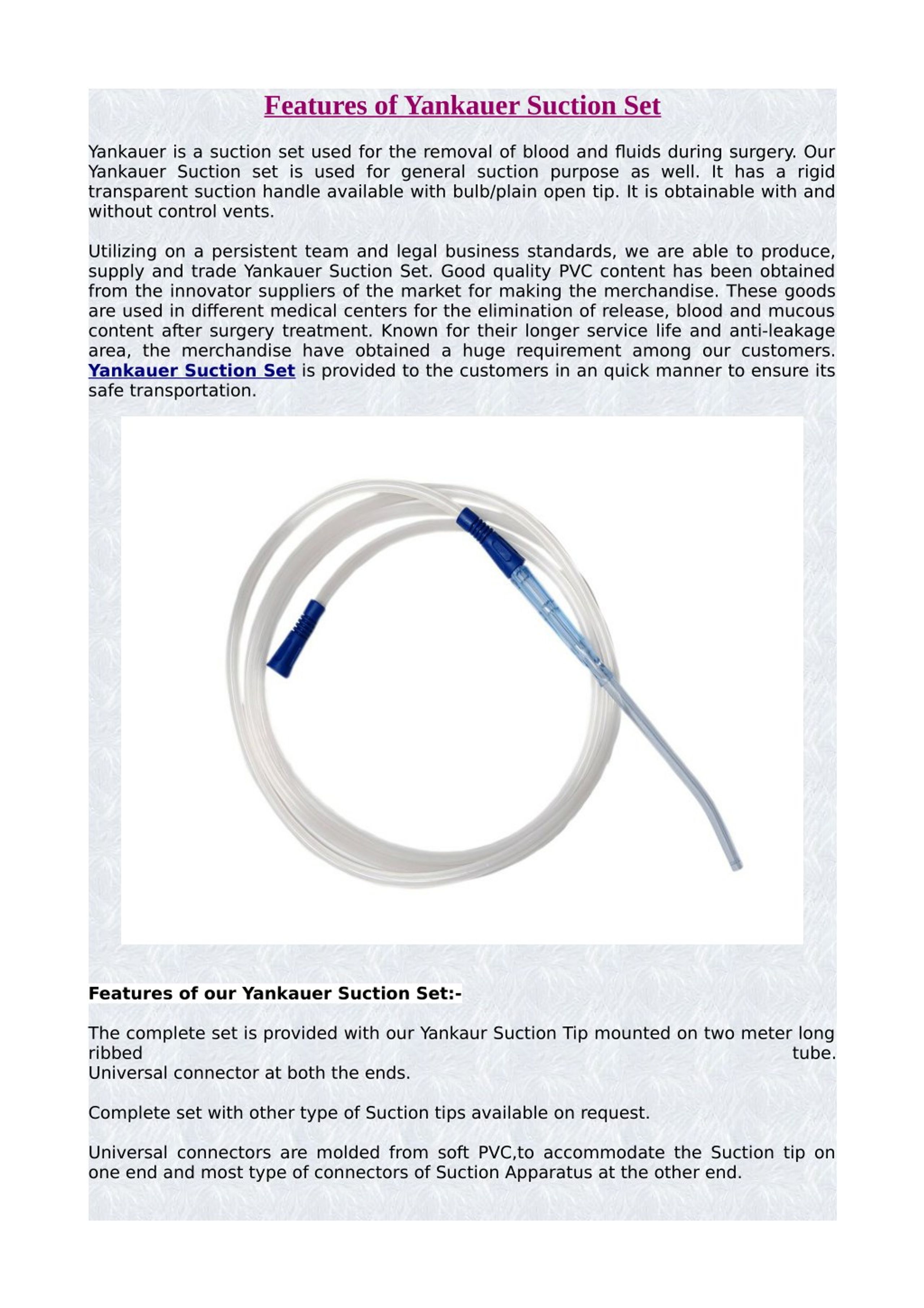 PPT - Features of Yankauer Suction Set PowerPoint Presentation, free ...
