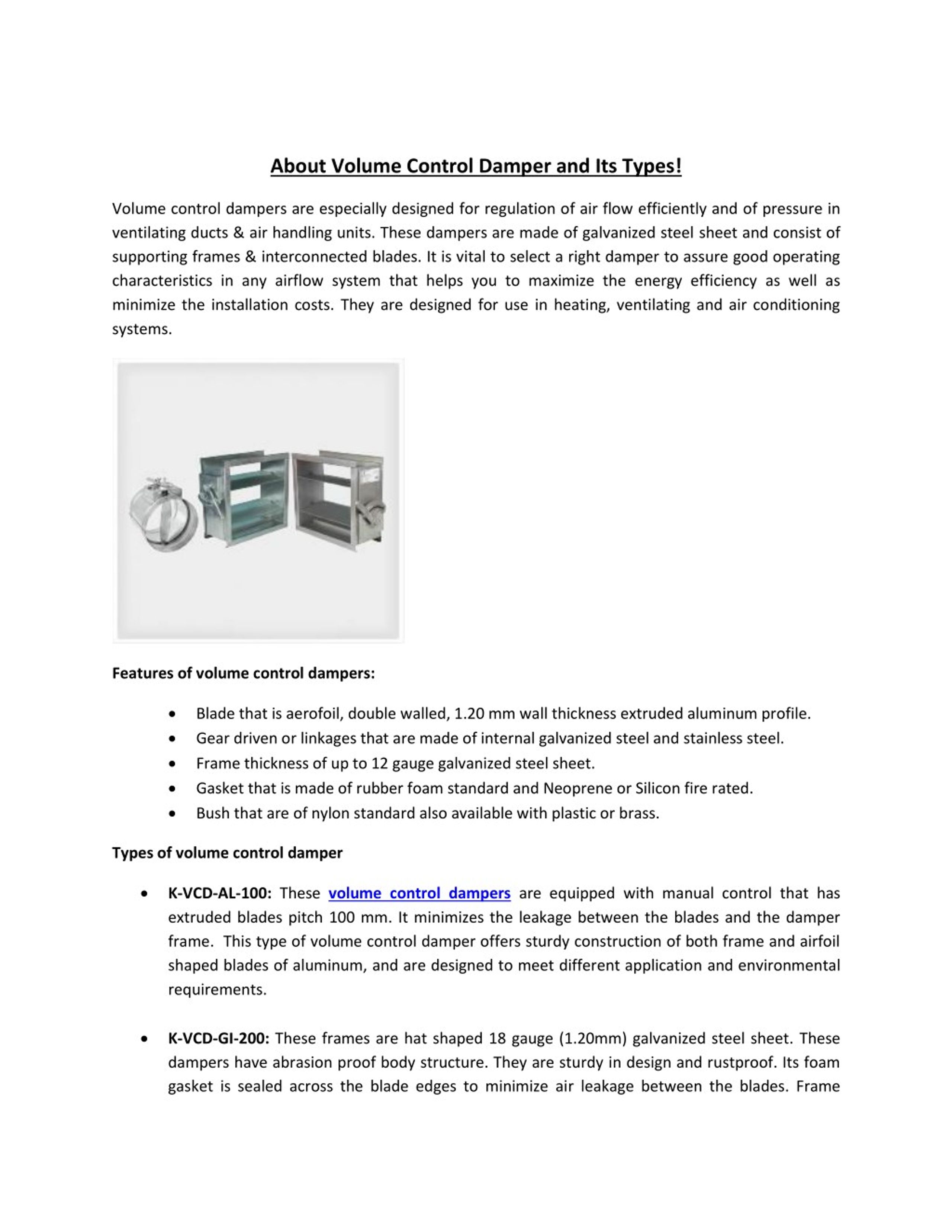 PPT - About Volume Control Damper and Its Types! PowerPoint ...