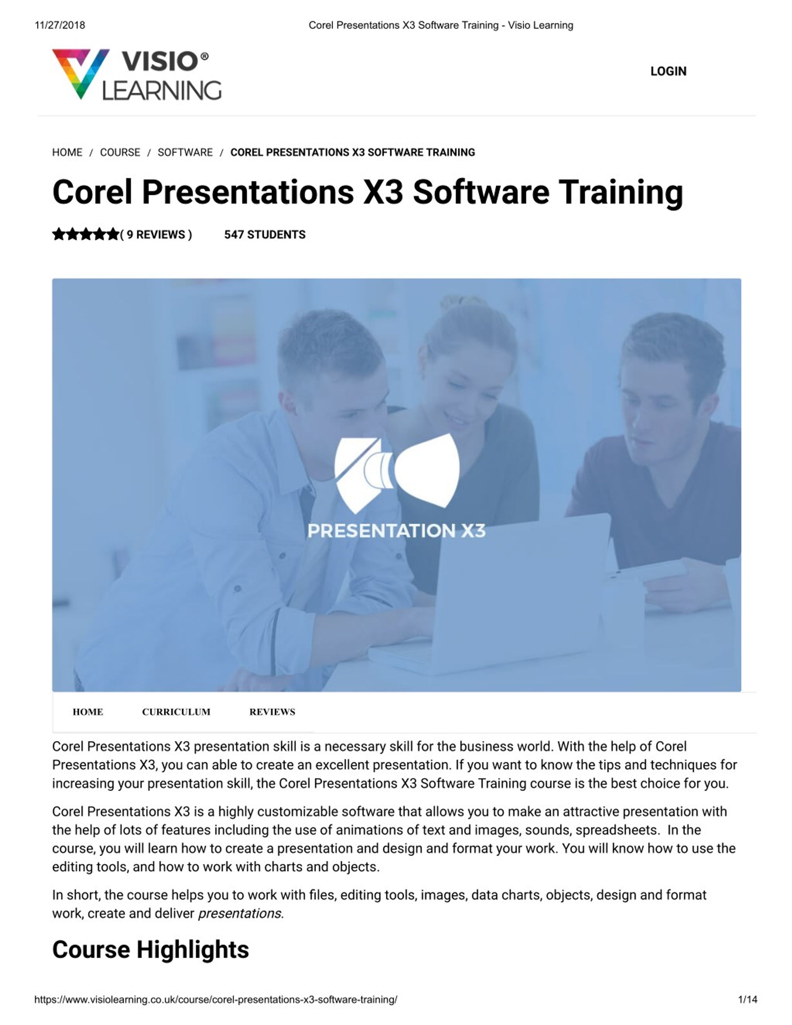 PPT - Corel Presentations X3 Software Training - Visio Learning ...