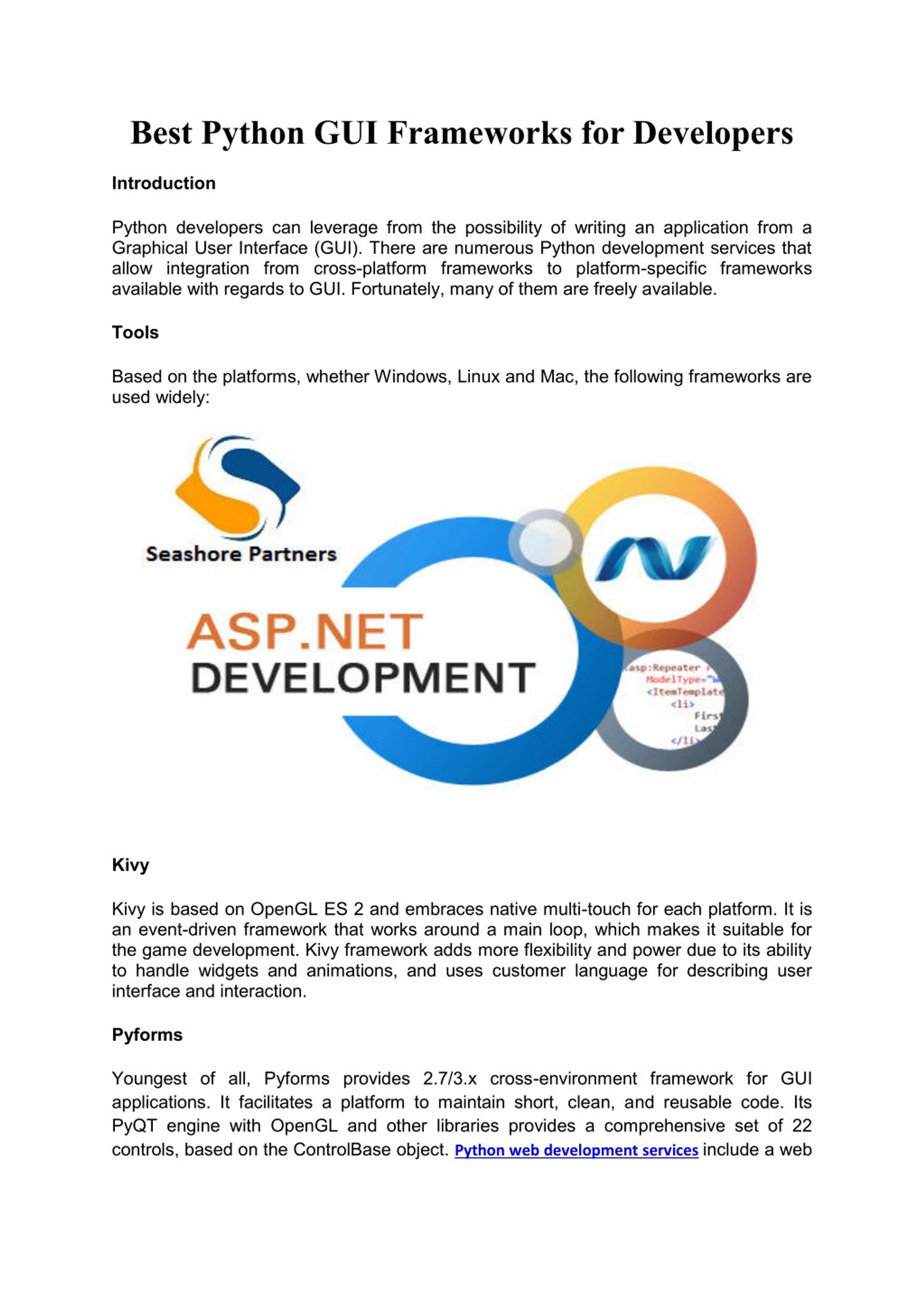 PPT - Best Python GUI Frameworks for Developers | Seashore Partners ...