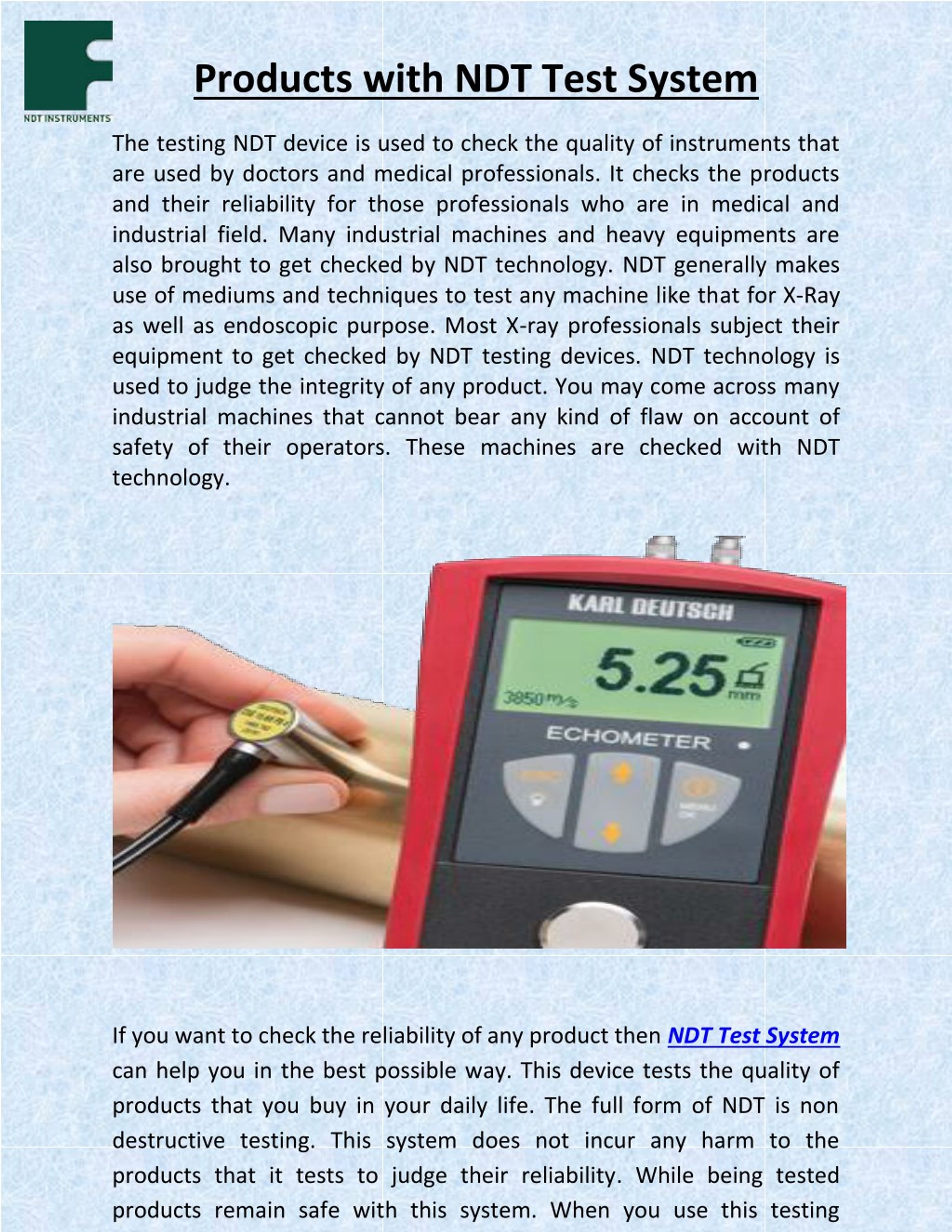 PPT - Products with NDT Test System PowerPoint Presentation, free ...
