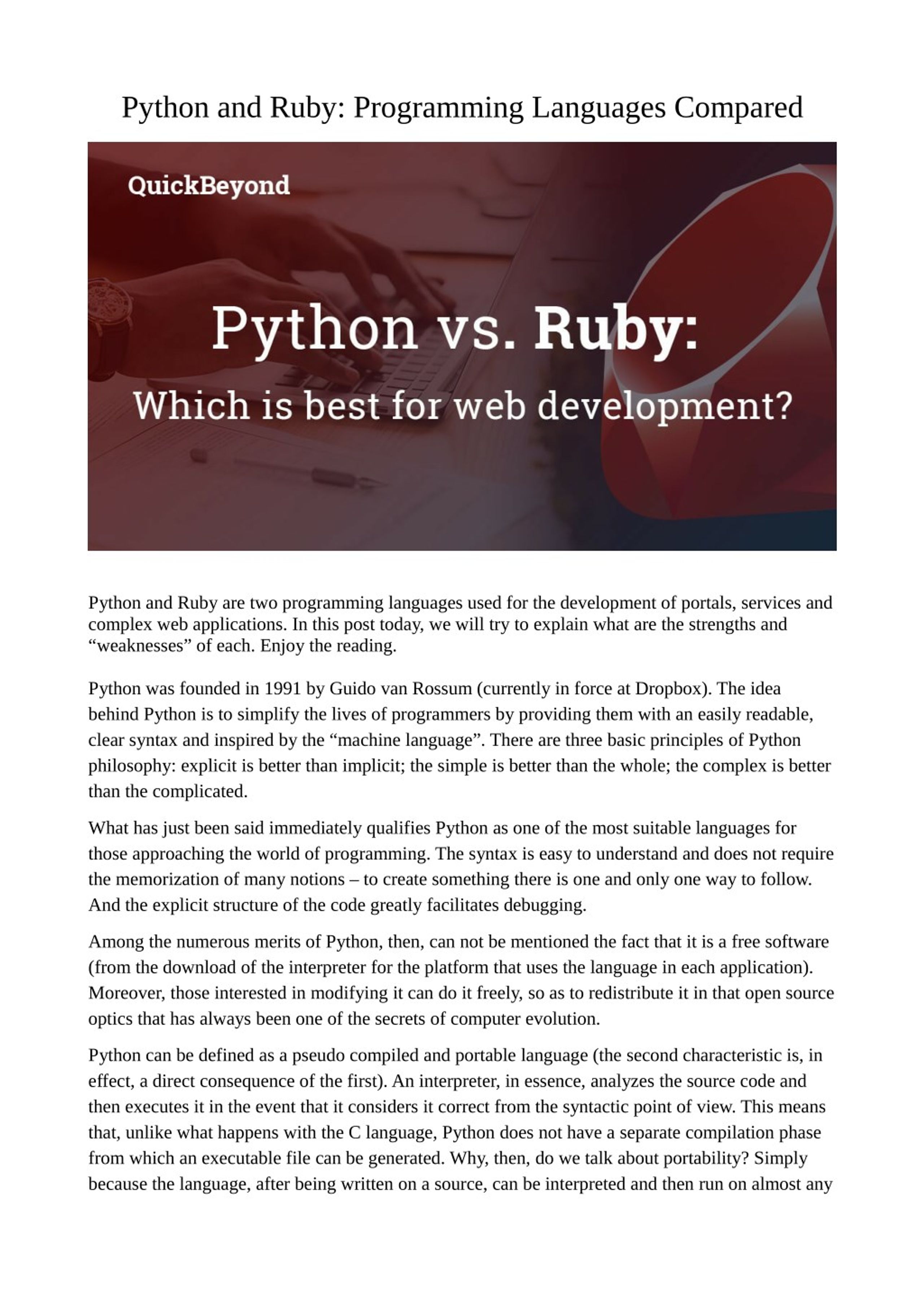 PPT - Python and Ruby: Programming Languages Compared PowerPoint ...
