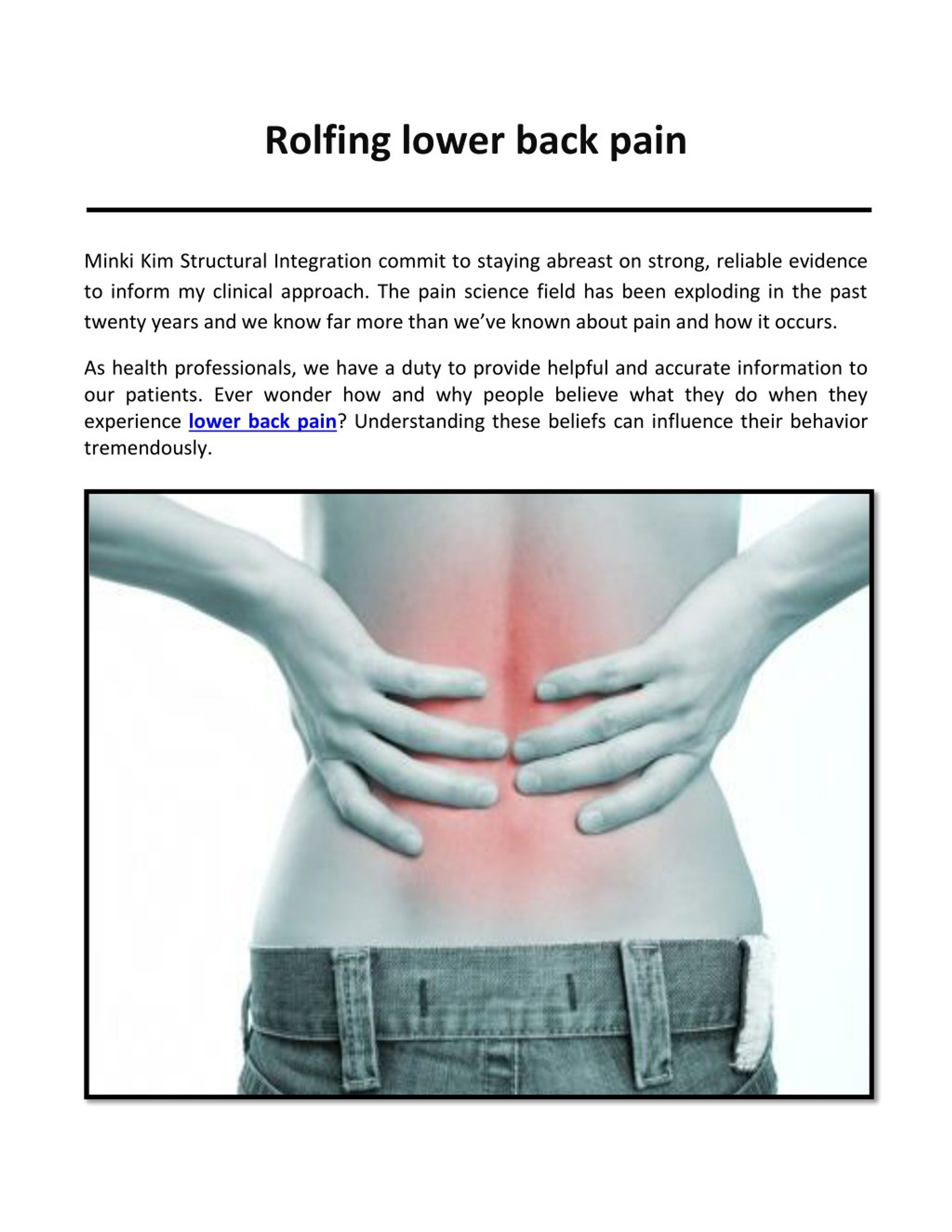 PPT - Rolfing lower back pain PowerPoint Presentation, free download - ID:8103314