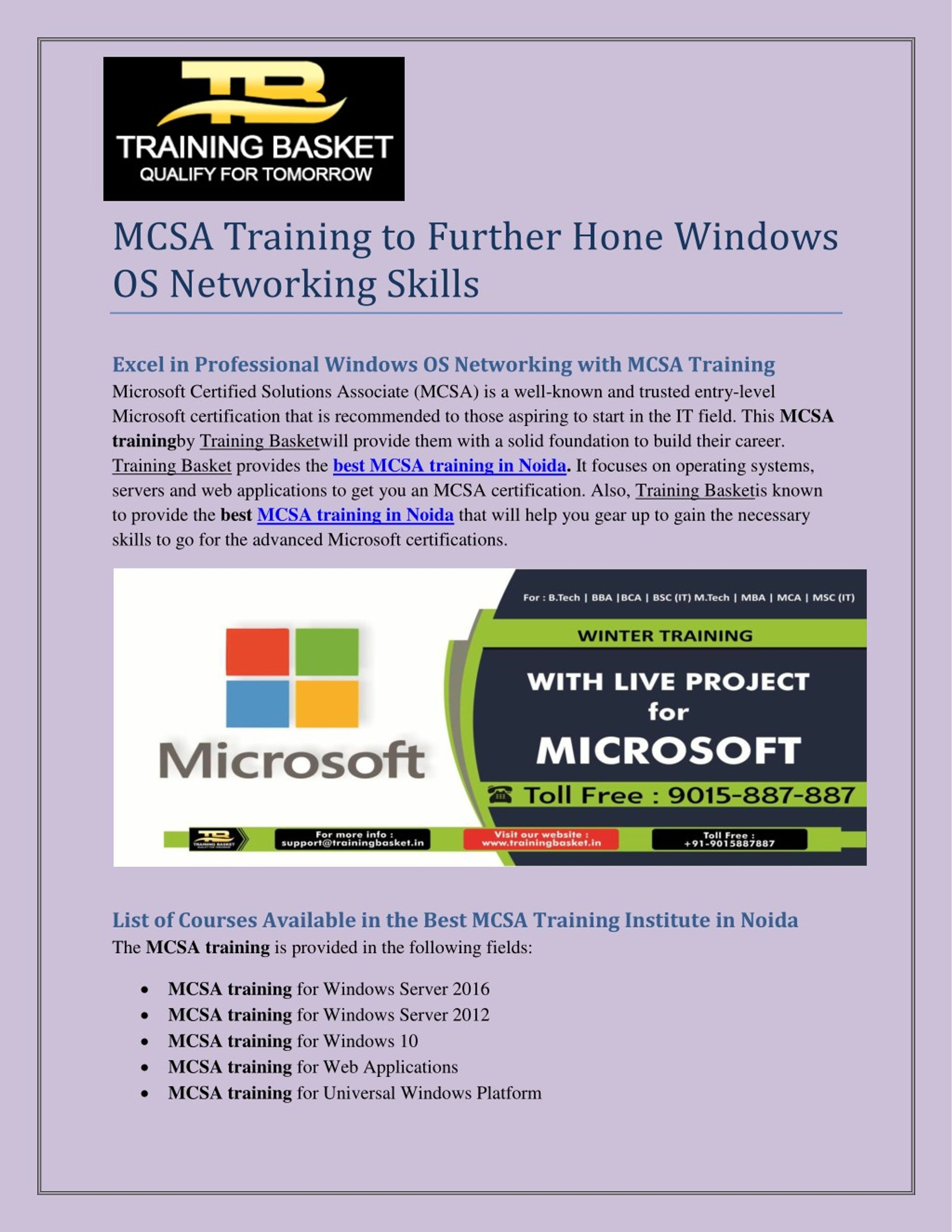 PPT - Best MCSA Training Institute In Noida-Training Basket PowerPoint Presentation - ID:8106250