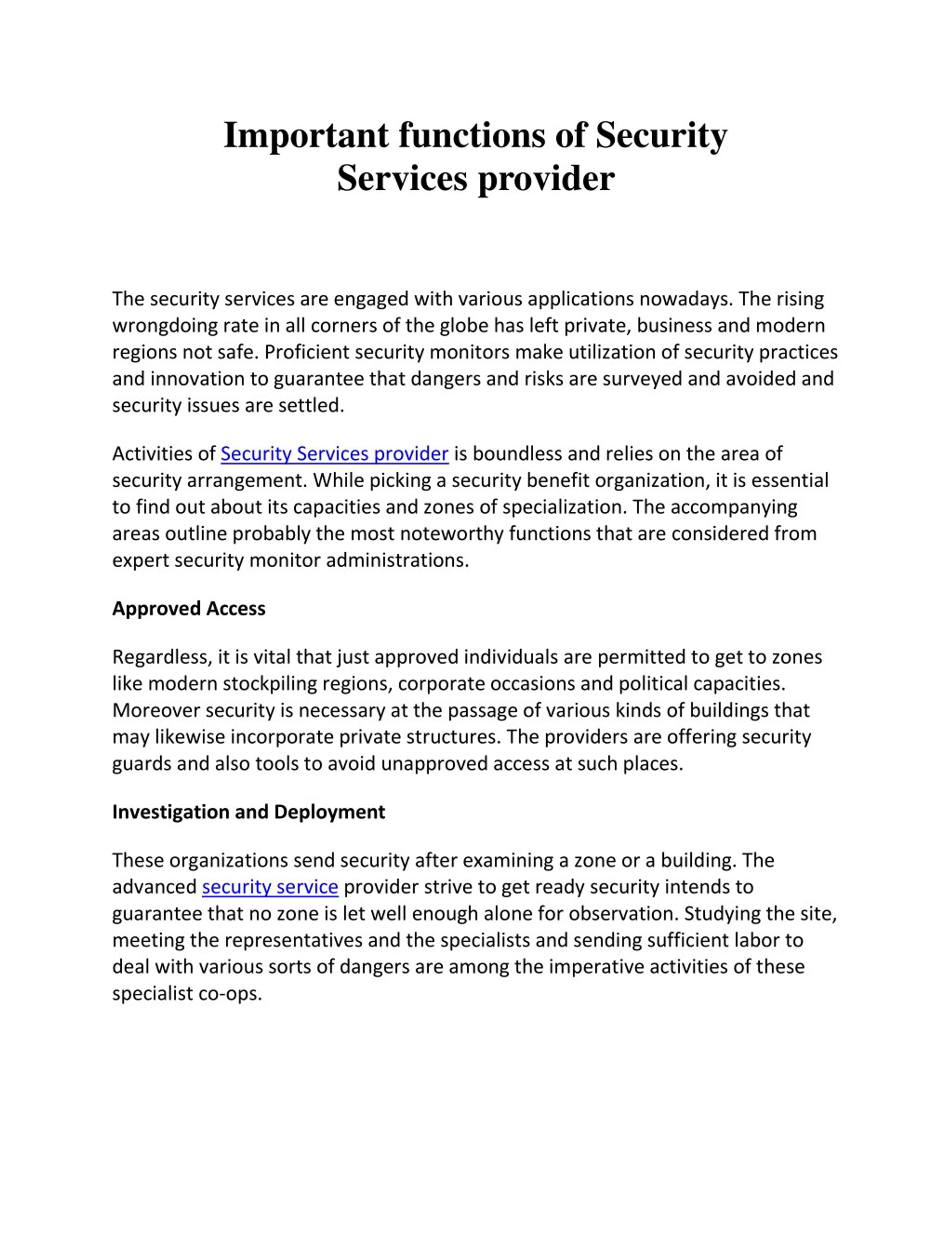 PPT - Important functions of Security Services provider PowerPoint ...