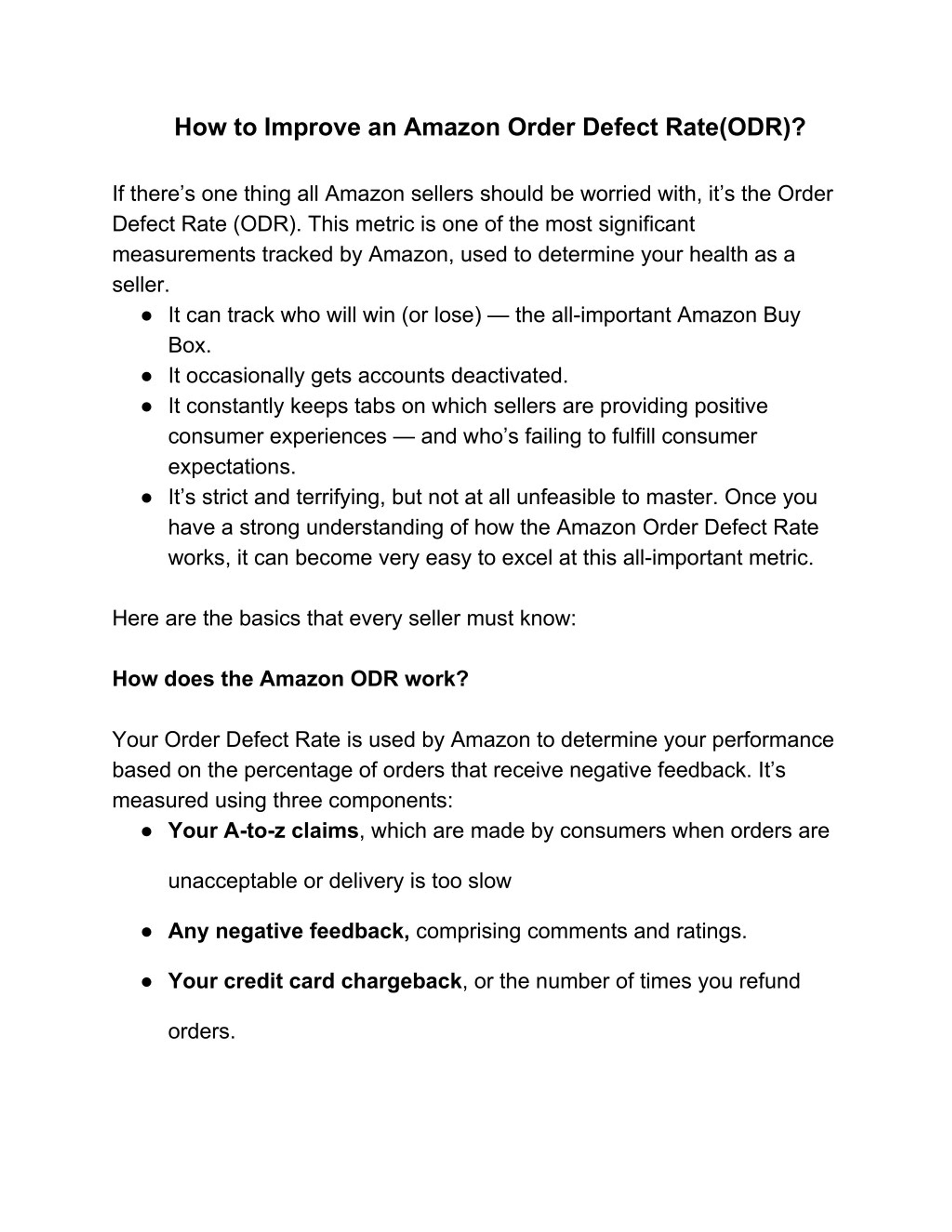 PPT - How to Improve an Amazon Order Defect Rate(ODR)? PowerPoint ...