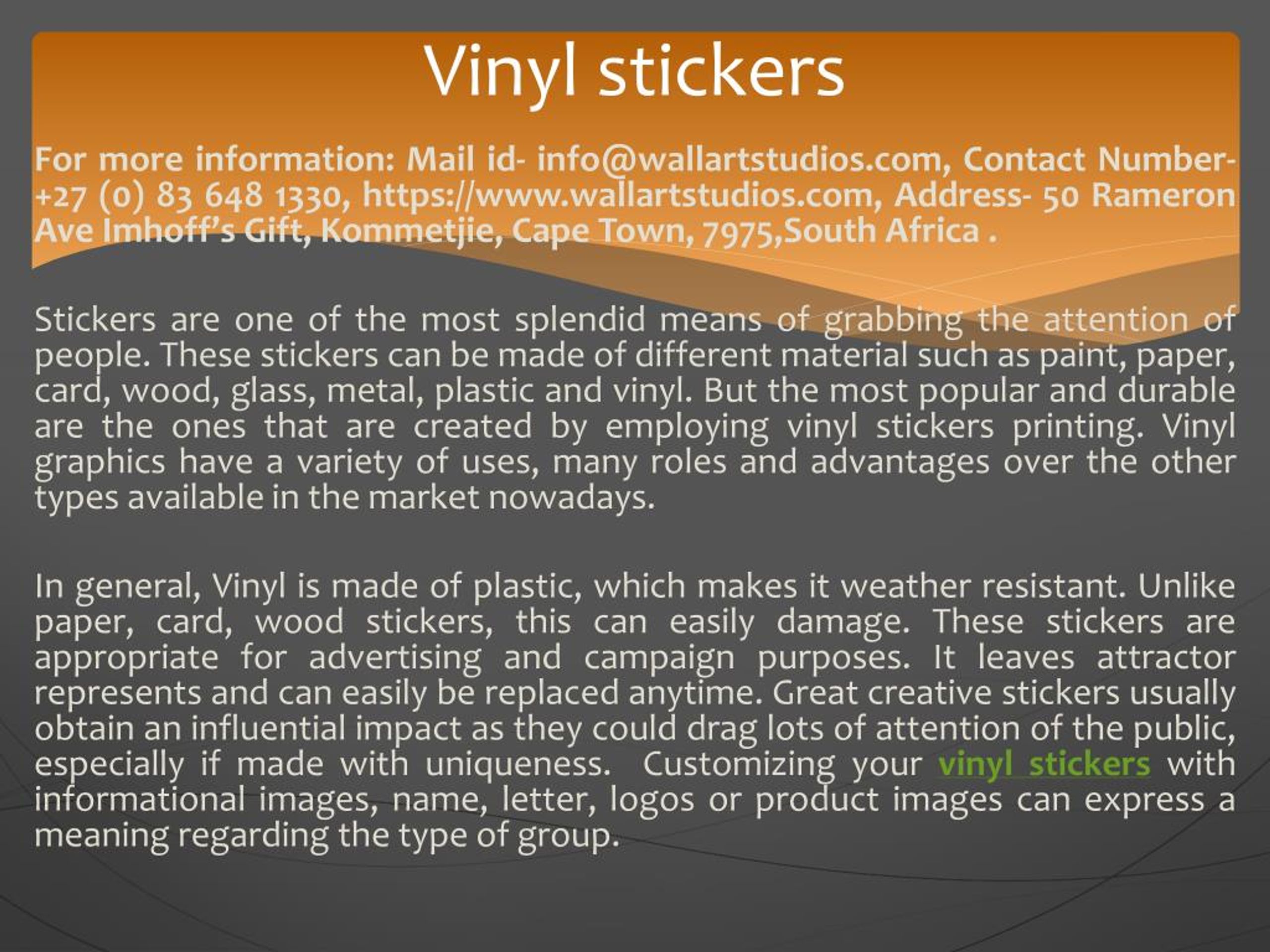 PPT - vinyl stickers PowerPoint Presentation, free download - ID:8115216