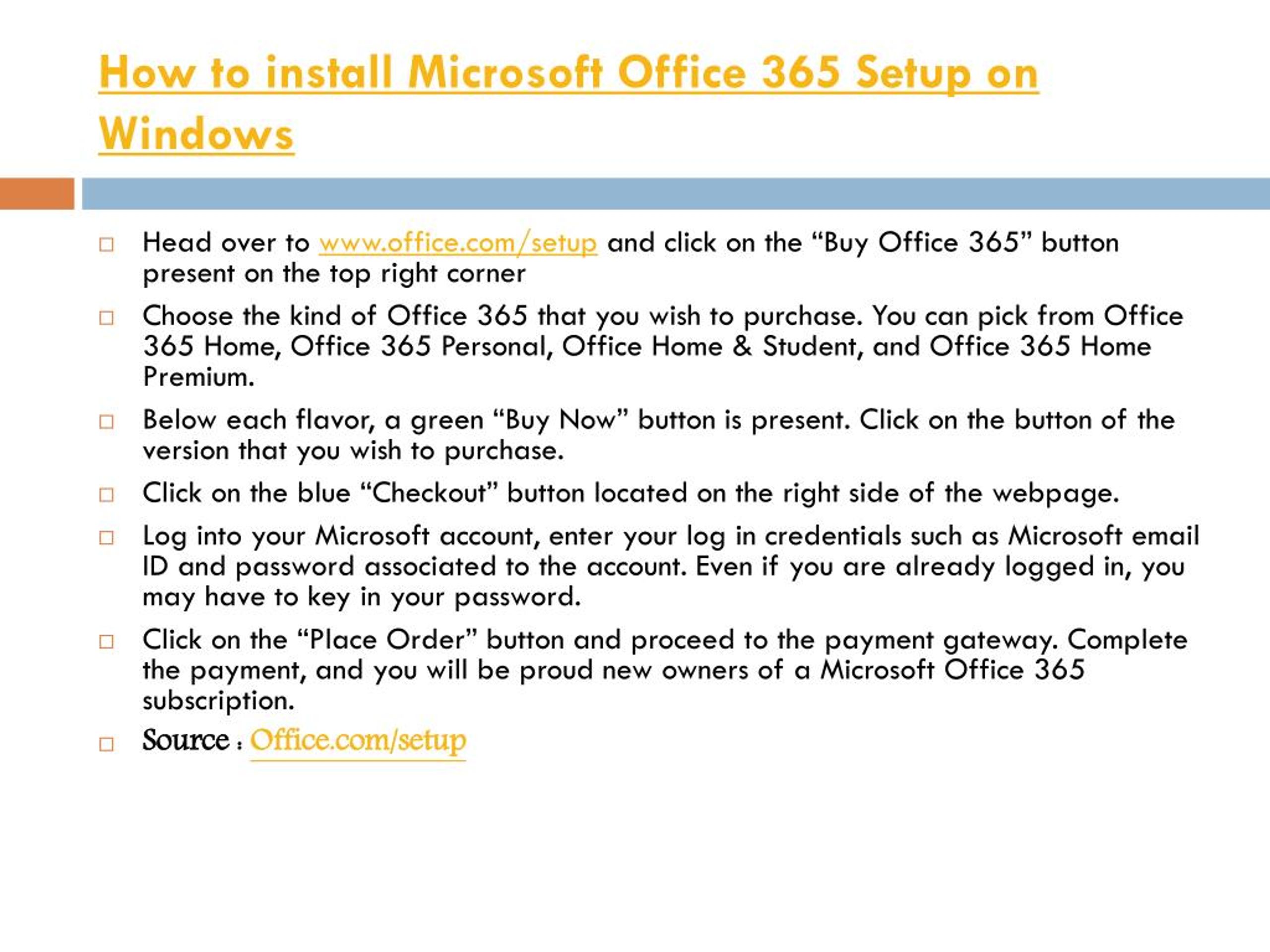 PPT - How to install Microsoft Office 365 Setup on Windows PowerPoint ...