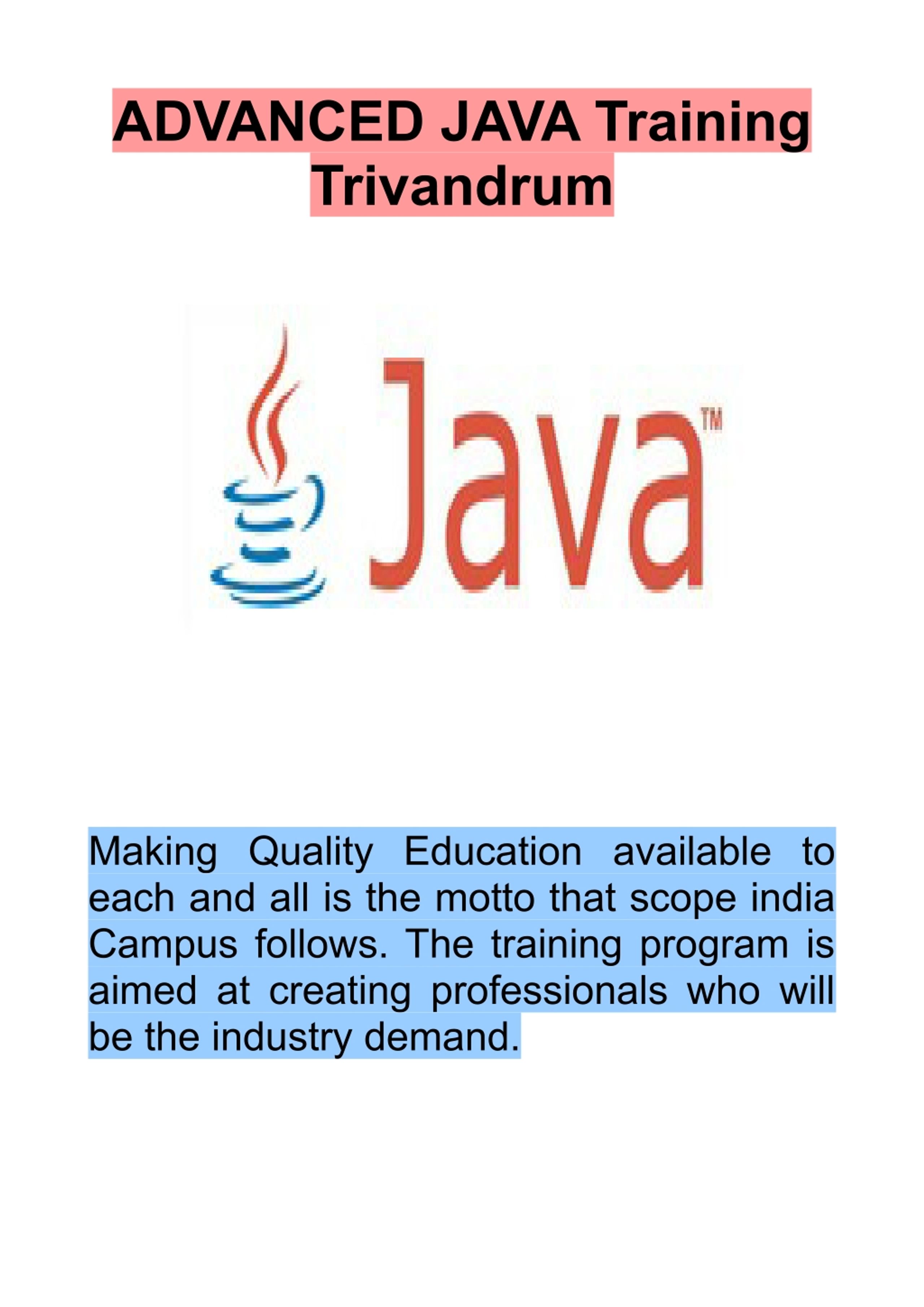 PPT - ADVANCED JAVA Training Trivandrum PowerPoint Presentation, free ...