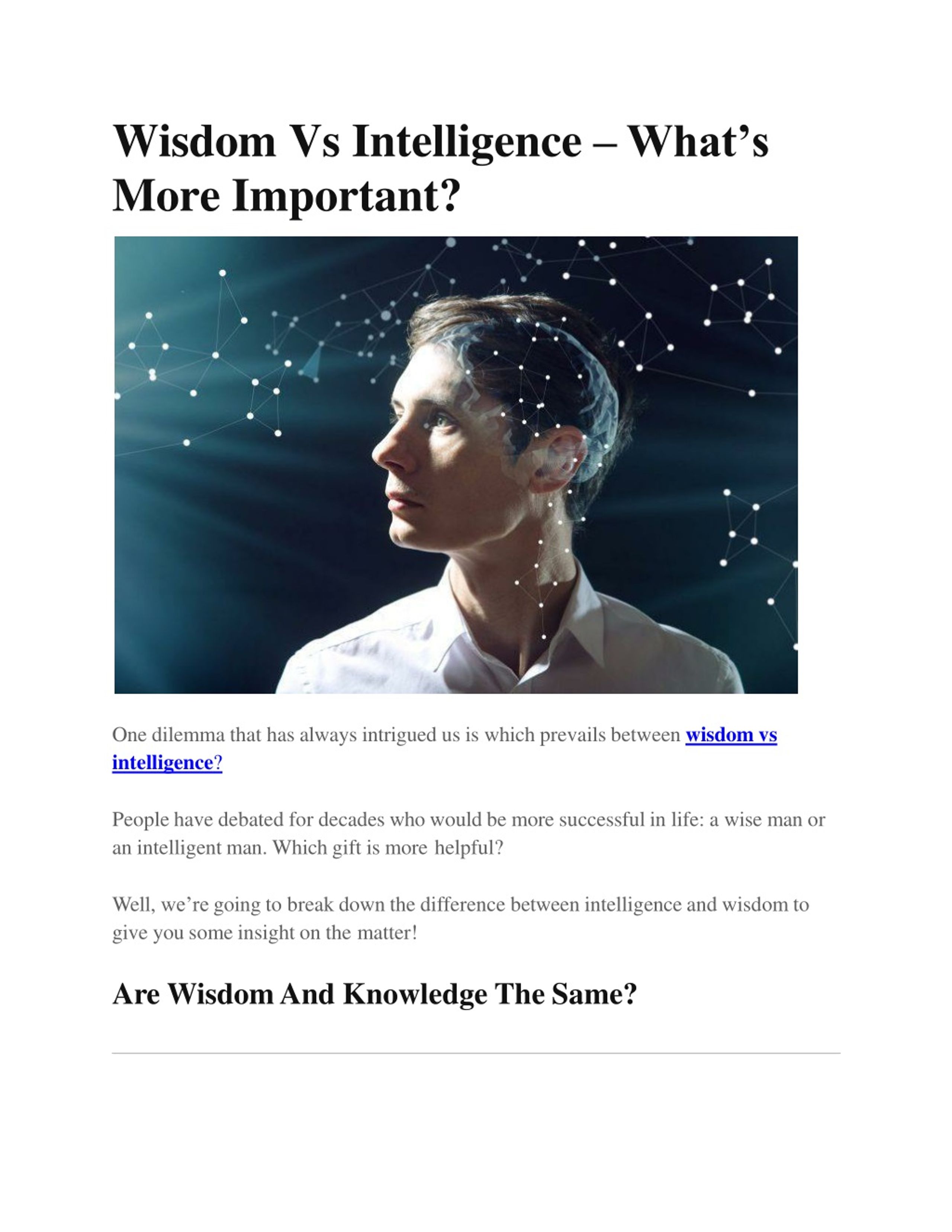 PPT - Wisdom vs Intelligence PowerPoint Presentation, free download ...