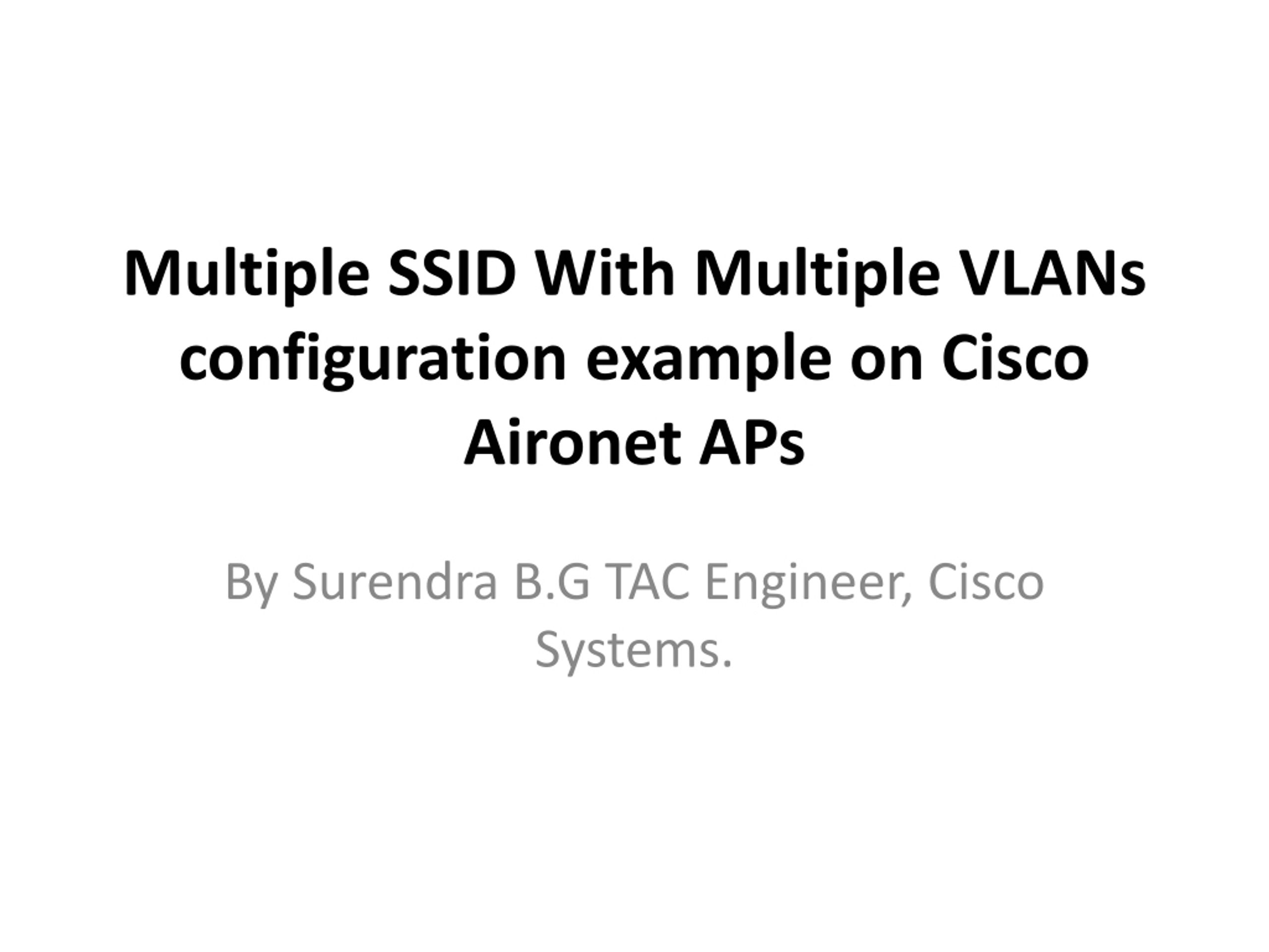 Ppt Multiple Ssid With Multiple Vlans Configuration Example On Cisco