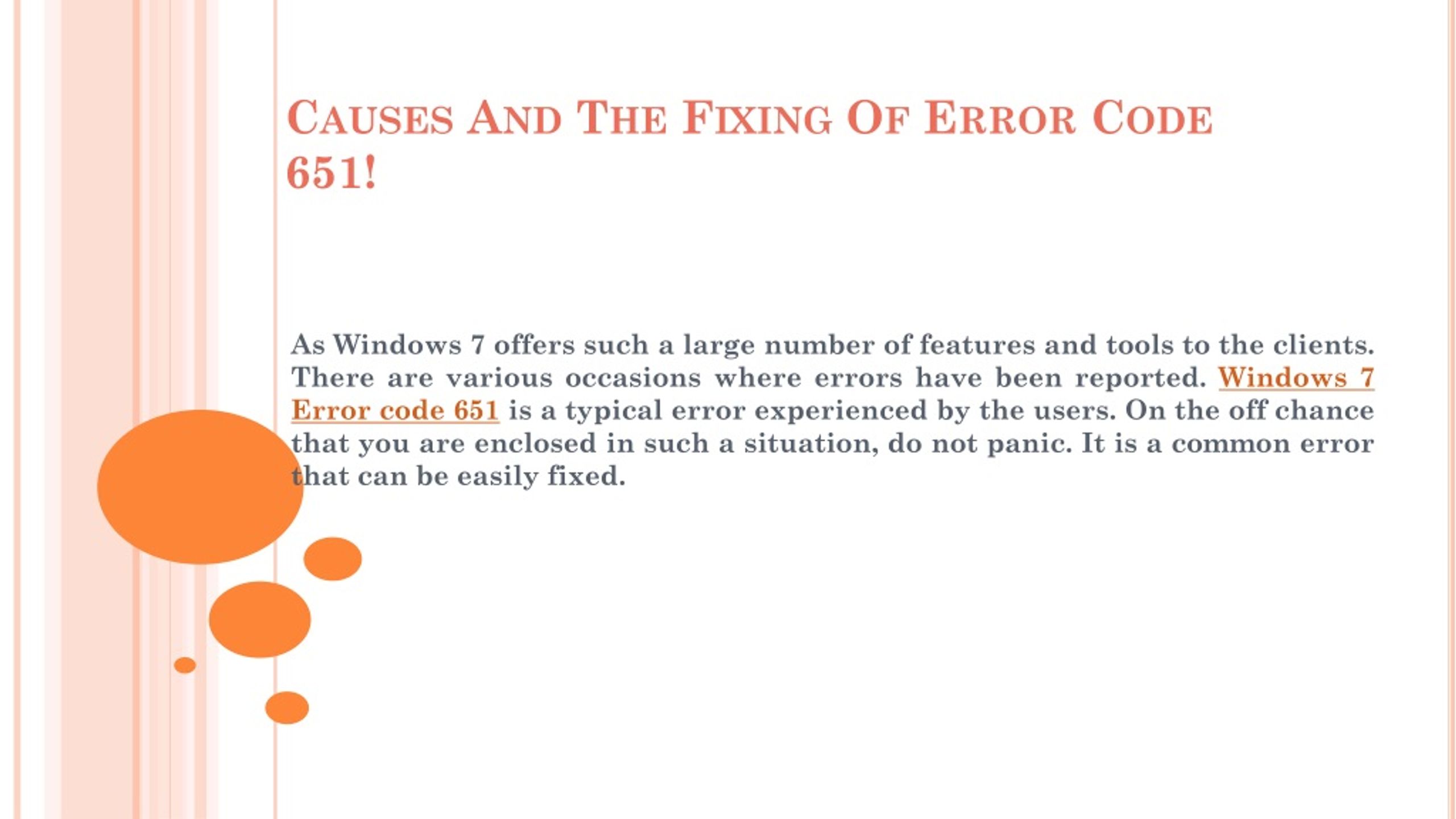 PPT - Causes And The Fixing Of Error Code 651! PowerPoint Presentation - ID:8159685