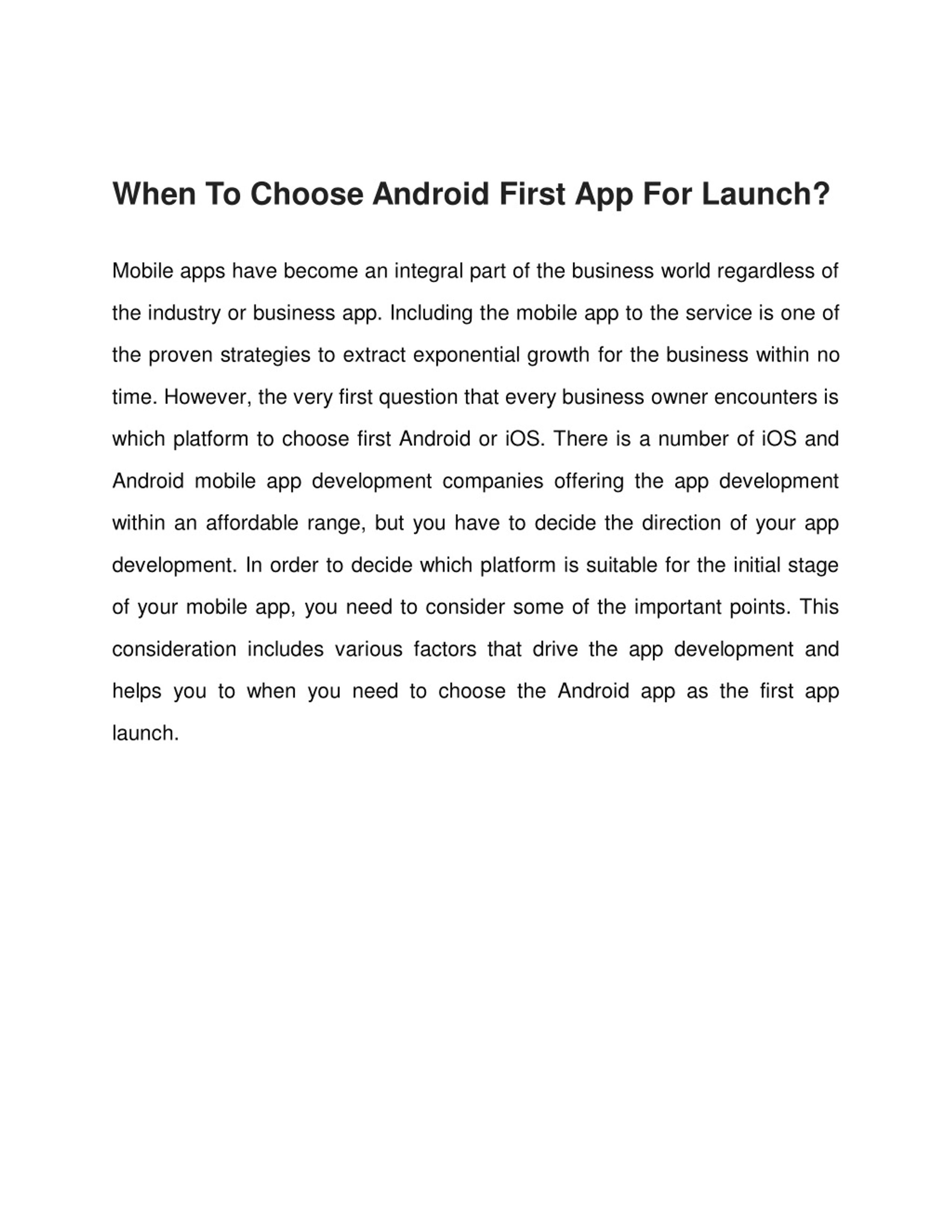 PPT - When To Choose Android First App For Launch? PowerPoint ...