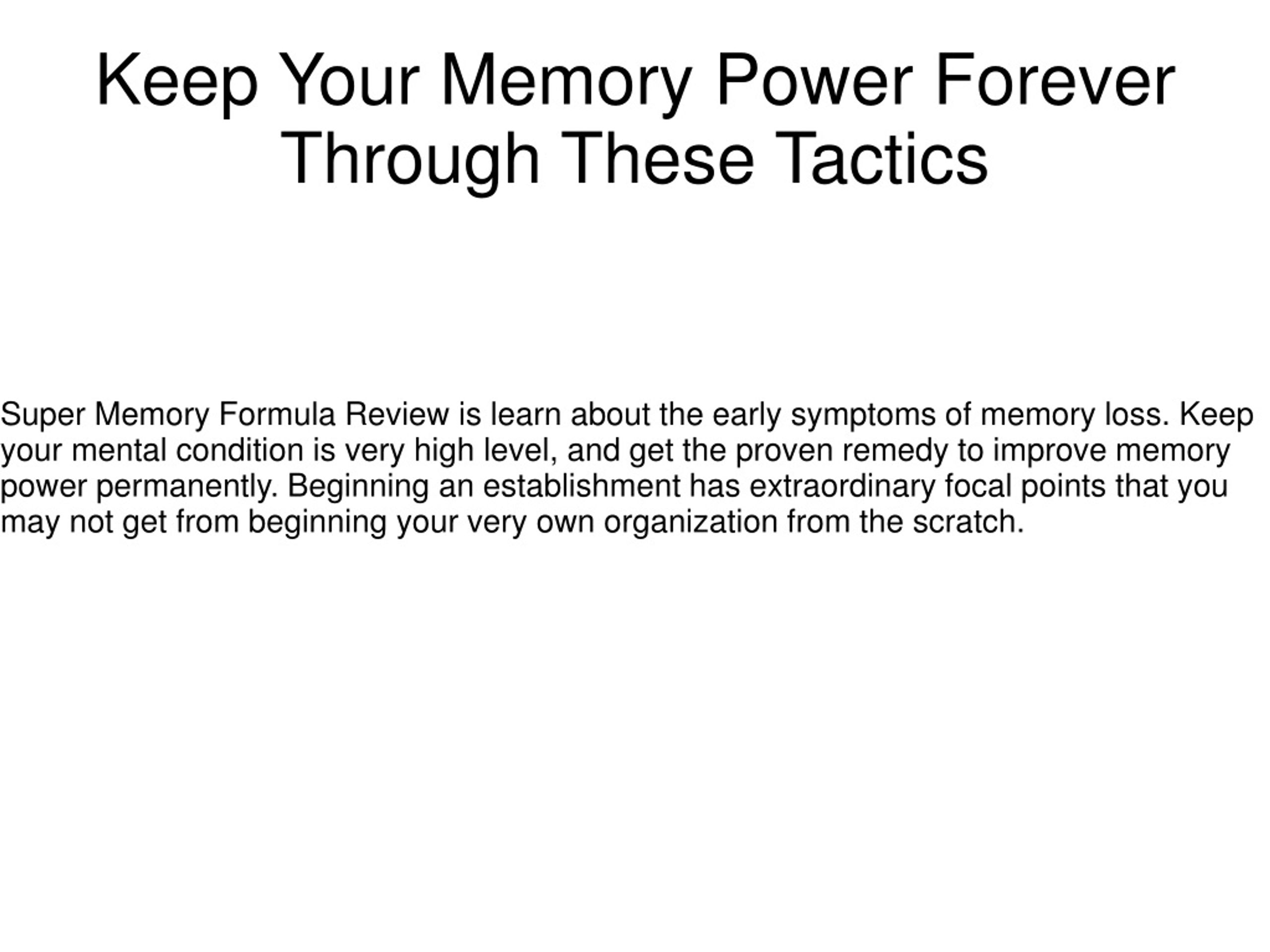 PPT - Keep Your Memory Power Forever Through These Tactics PowerPoint ...