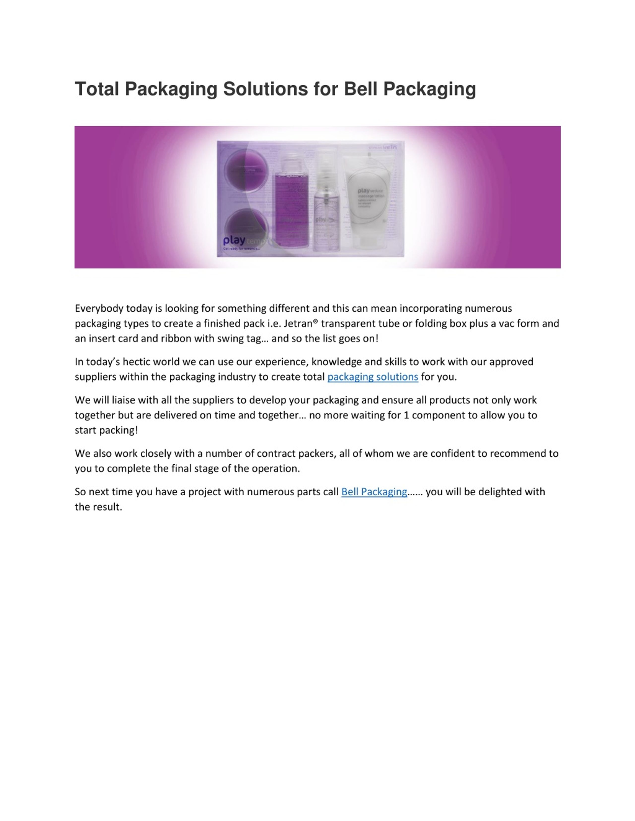 PPT - Total Packaging Solutions for Bell Packaging PowerPoint ...