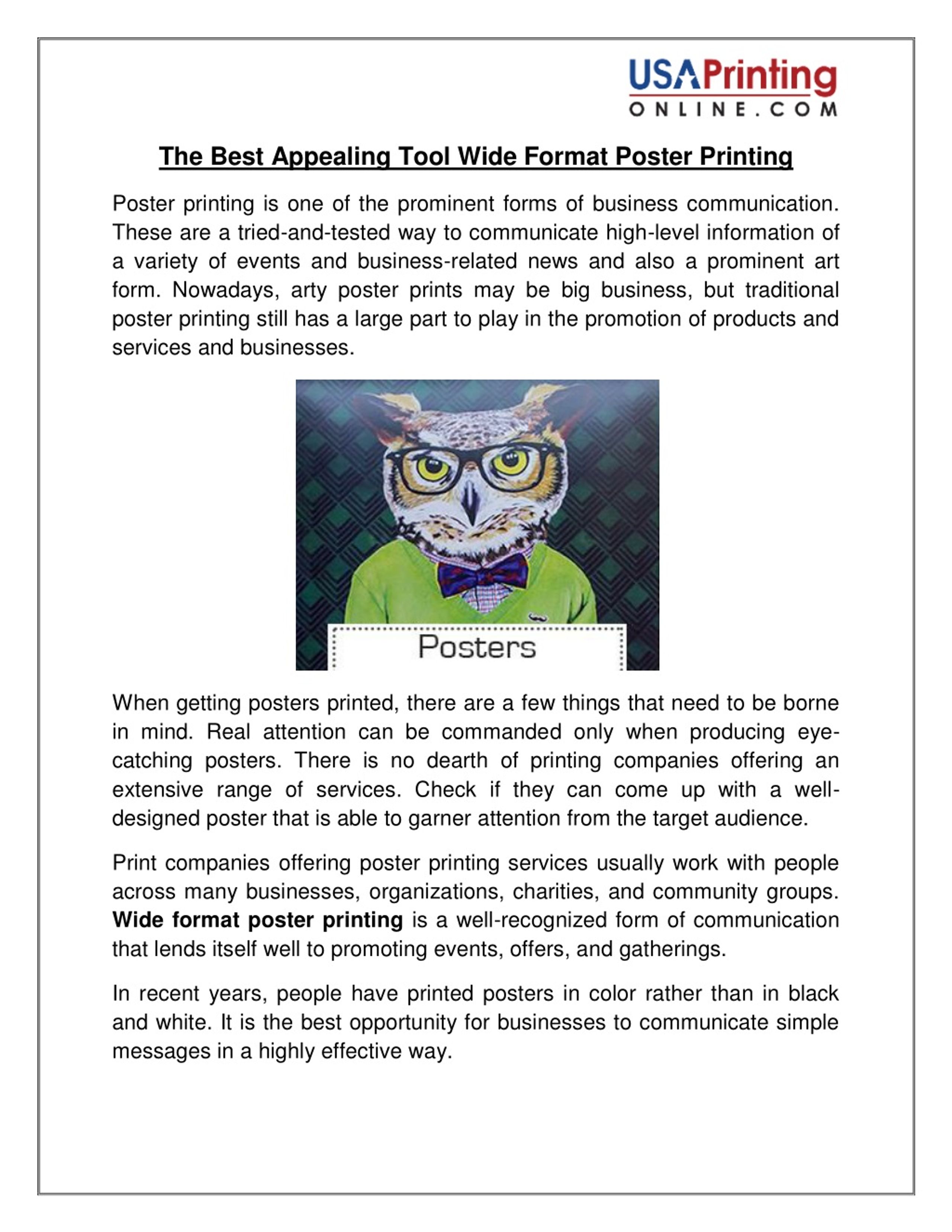 PPT - The Best Appealing Tool Wide Format Poster Printing PowerPoint ...